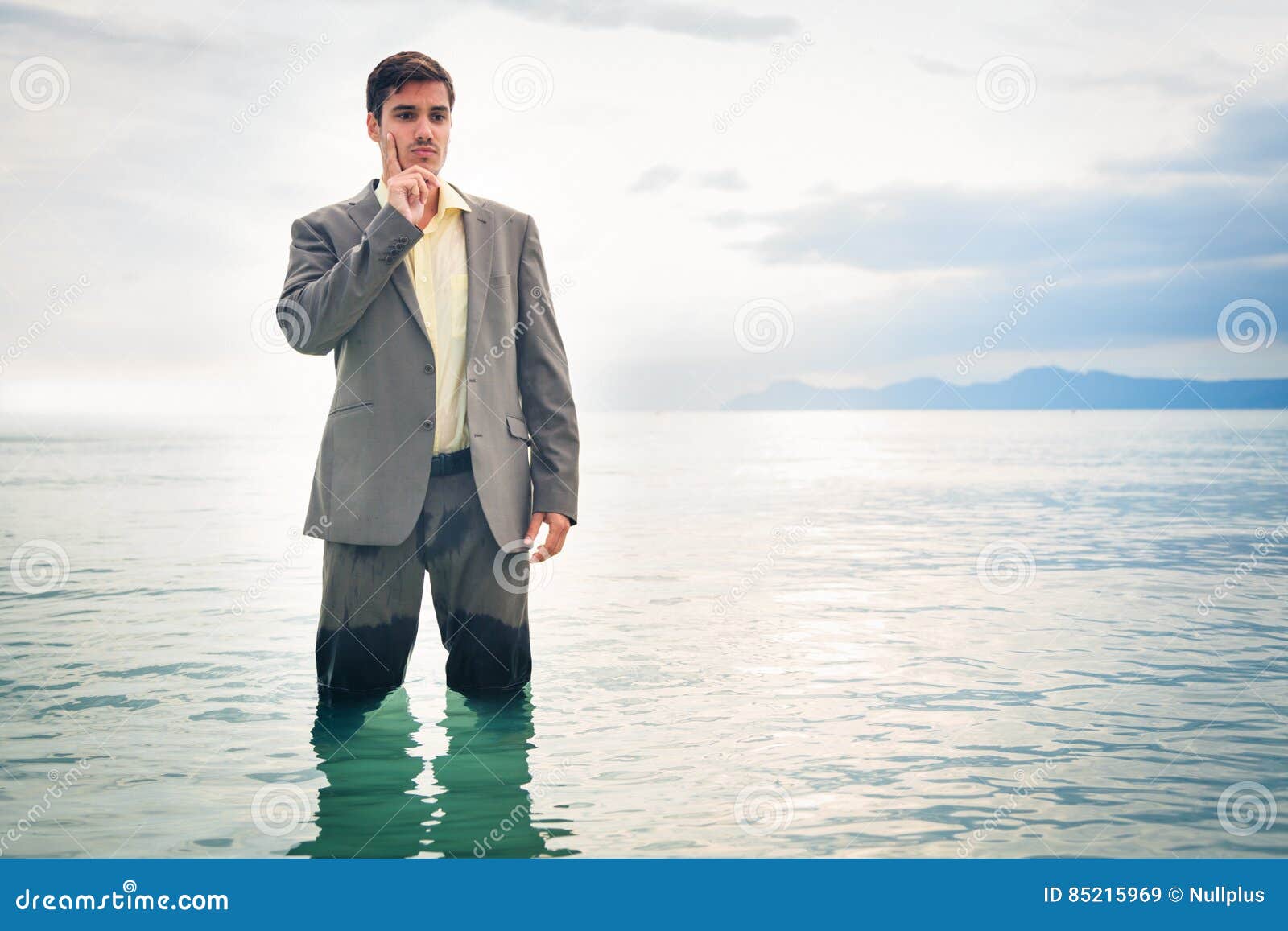 Businessman Knee-deep in Water Stock Image - Image of vacation, tourism ...