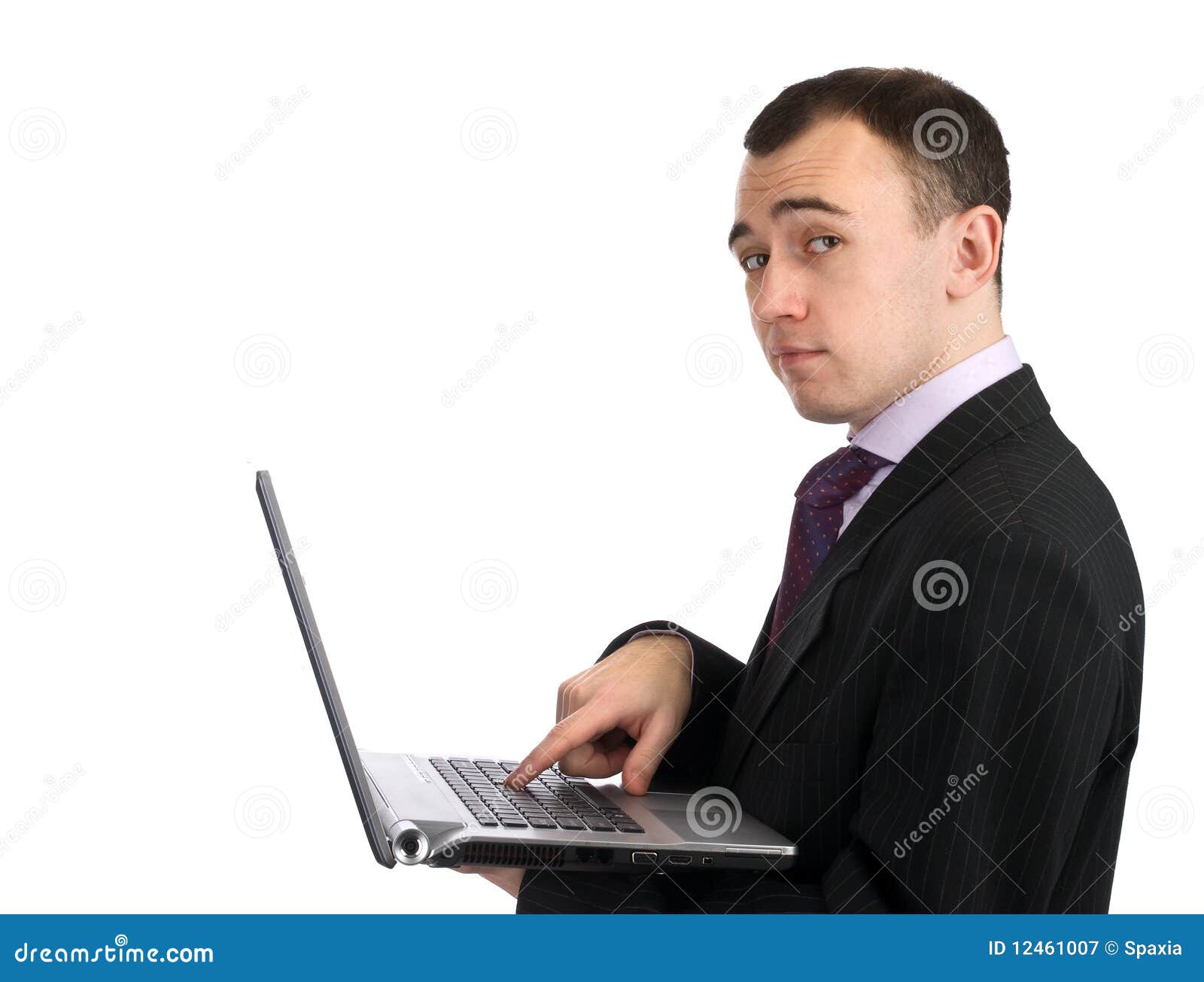 Businessman with laptop stock image. Image of modern - 12461007