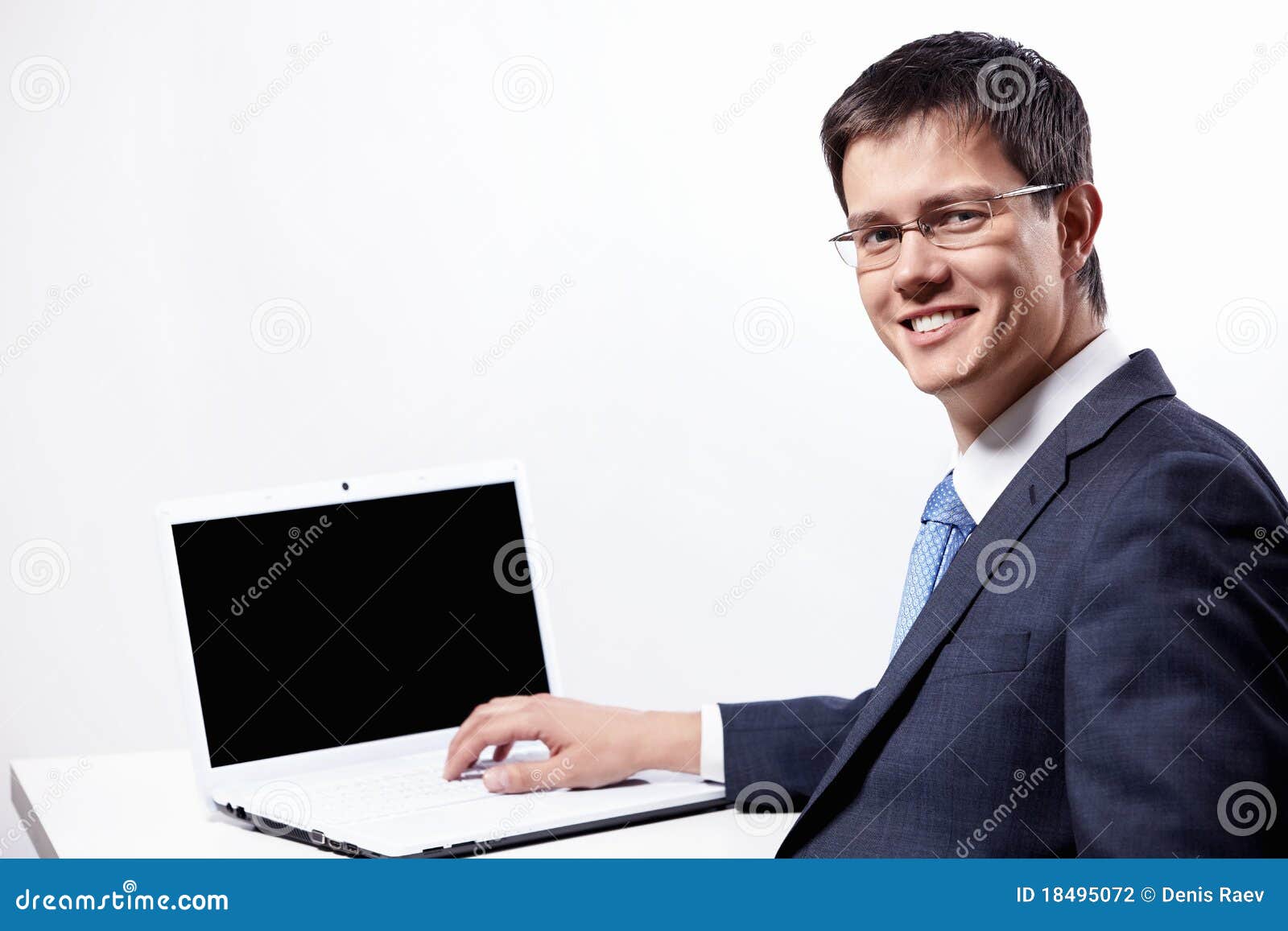 Businessman with laptop stock photo. Image of male, isolated - 18495072
