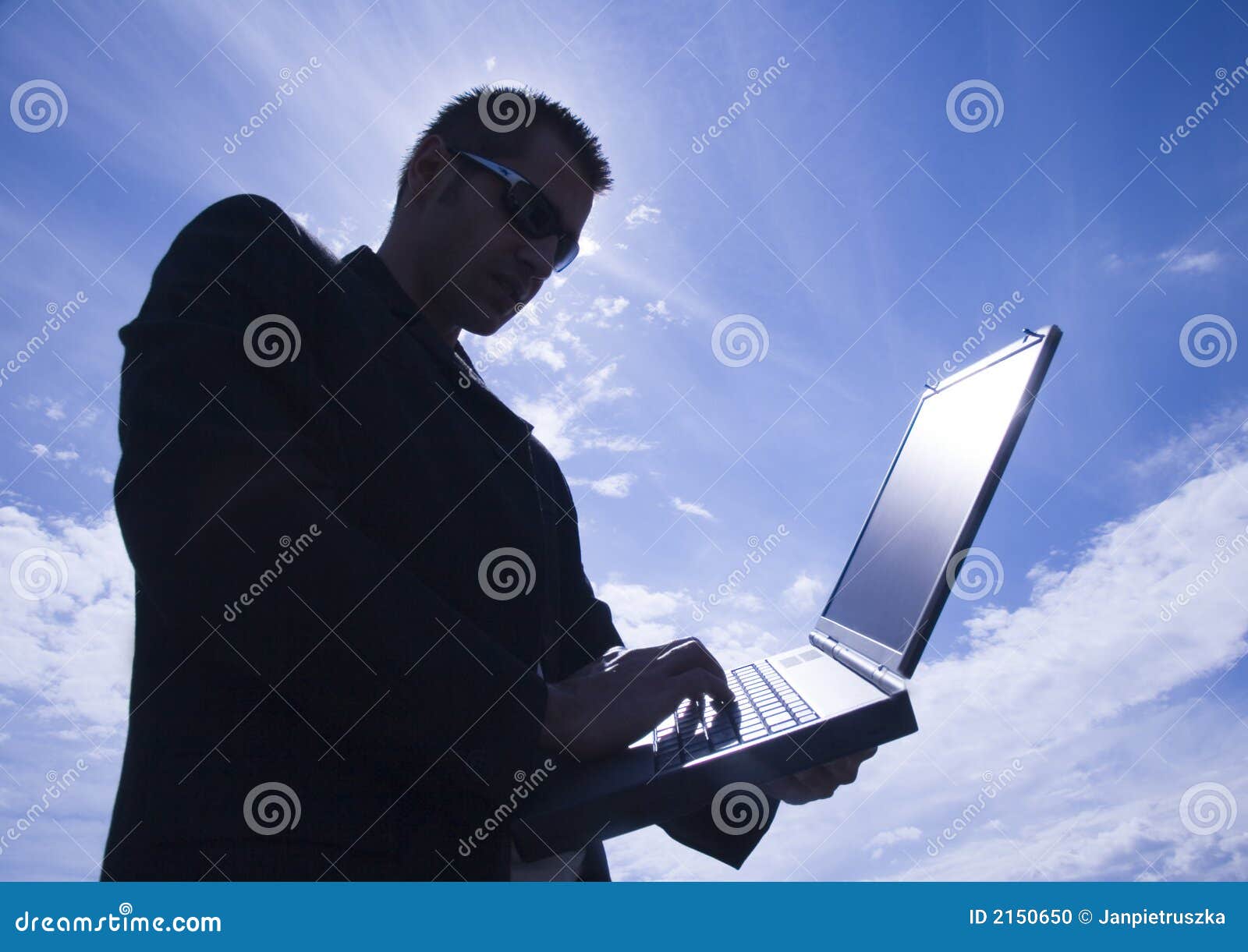Businessman with laptop stock photo. Image of glasses - 2150650