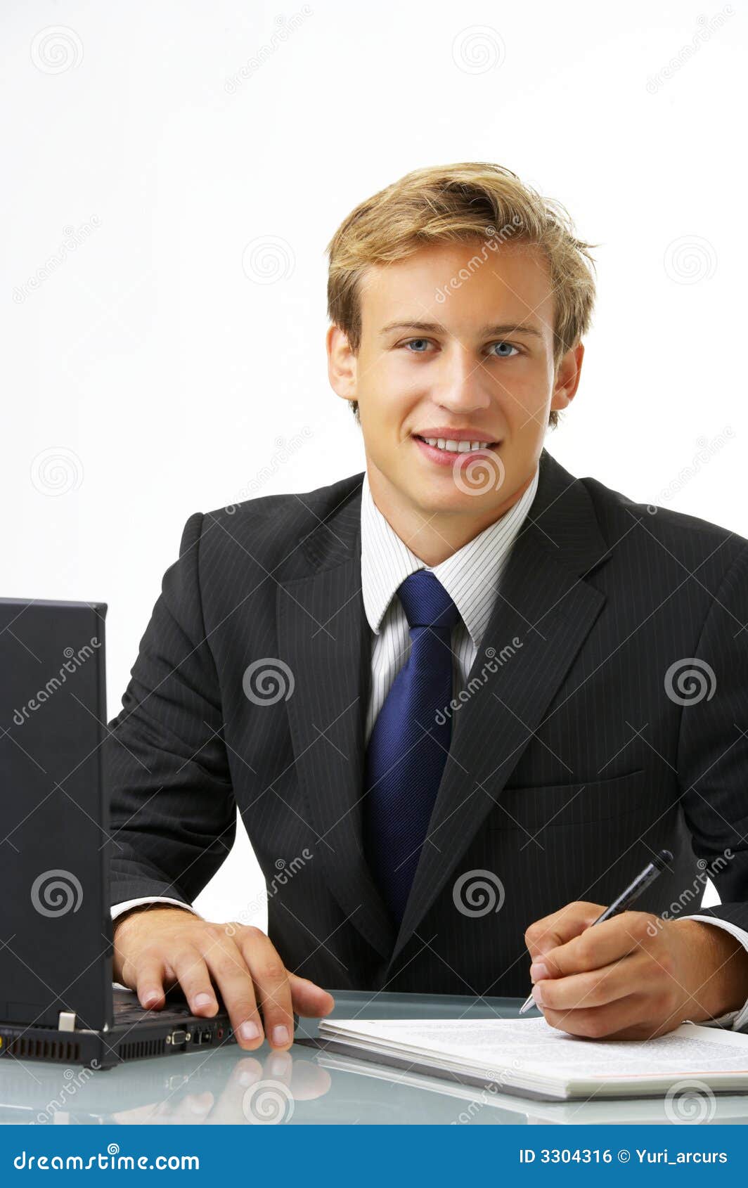 Businessman with laptop stock photo. Image of background - 3304316