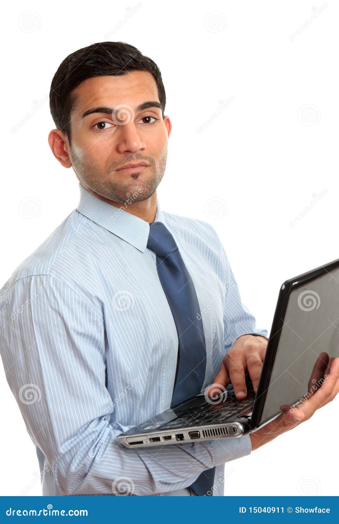 Businessman with Laptop Computer Stock Image - Image of entrepreneur ...