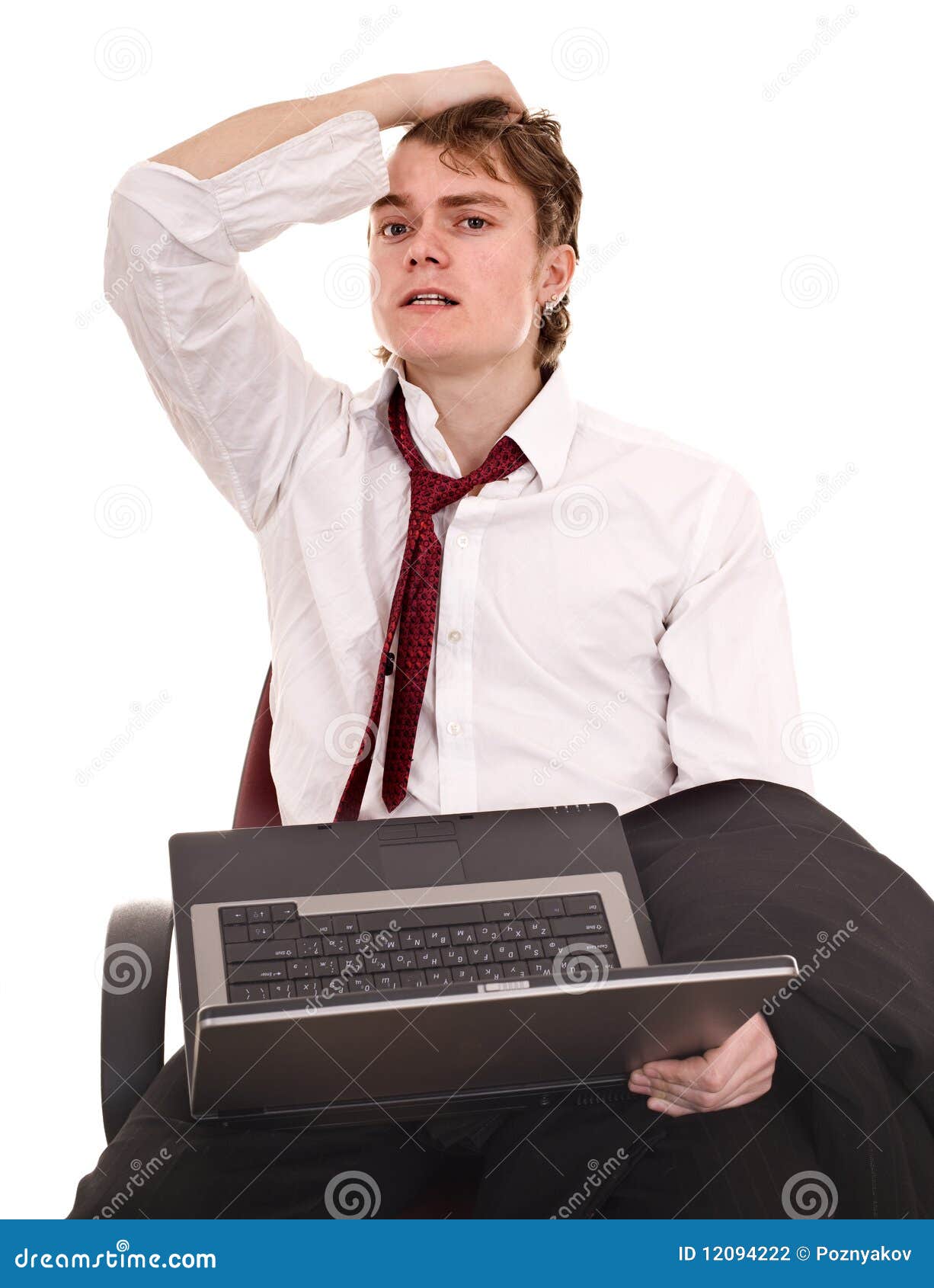 Businessman with Laptop in Crisis. Stock Photo - Image of laptop, model ...