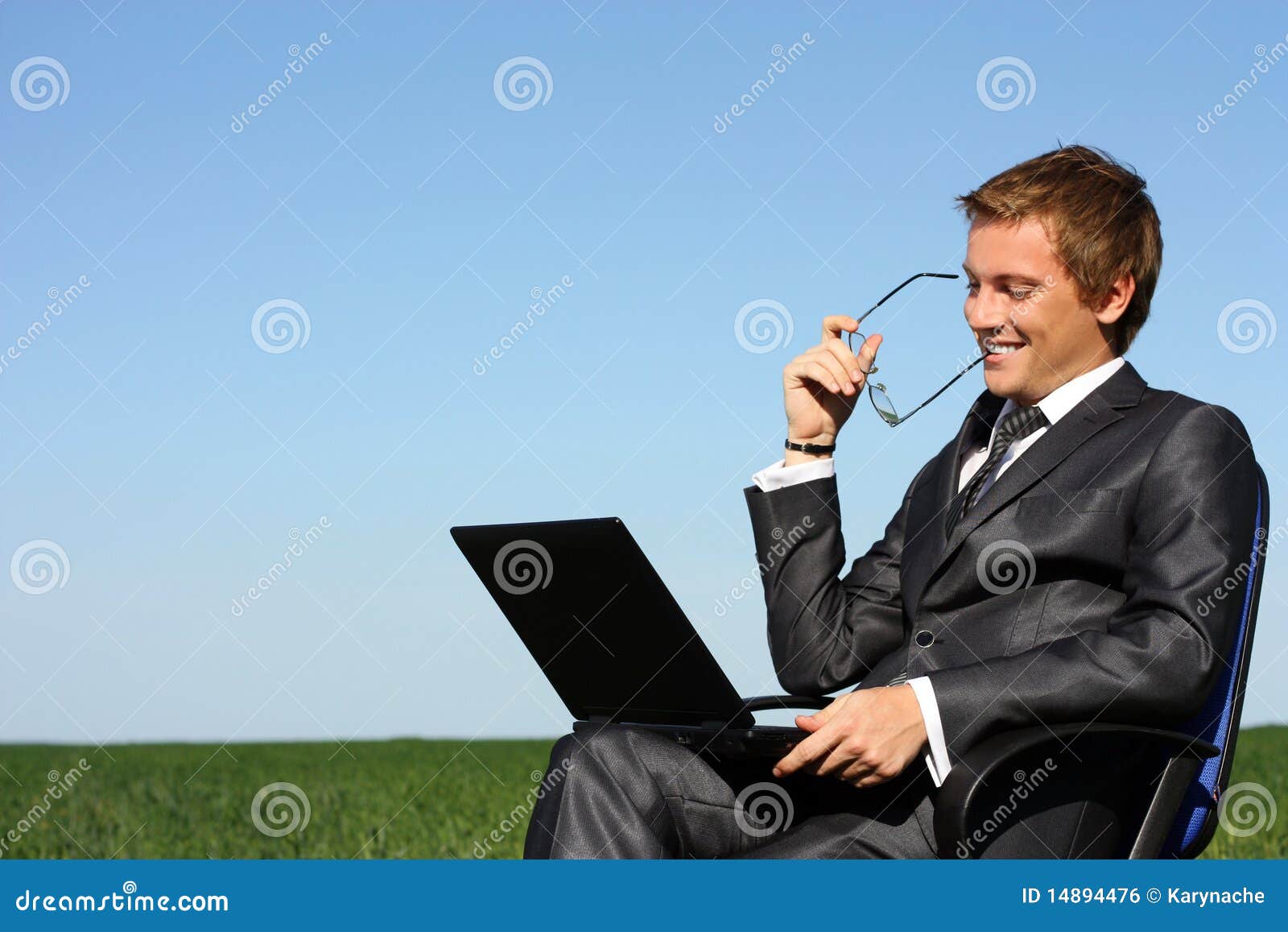 Businessman with a Laptop. Happy, Successful Stock Photo - Image of ...