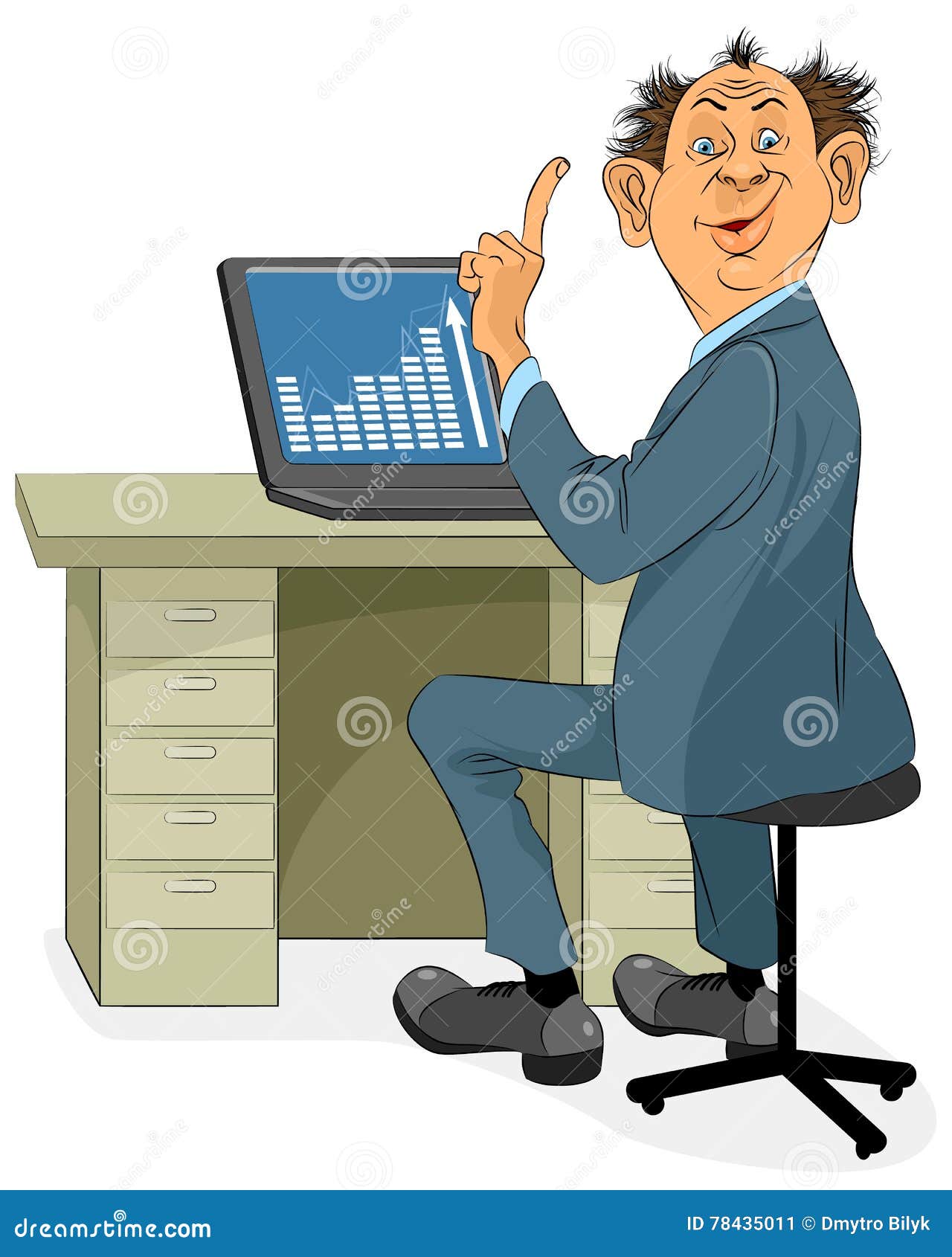 Businessman with laptop stock vector. Illustration of flat - 78435011