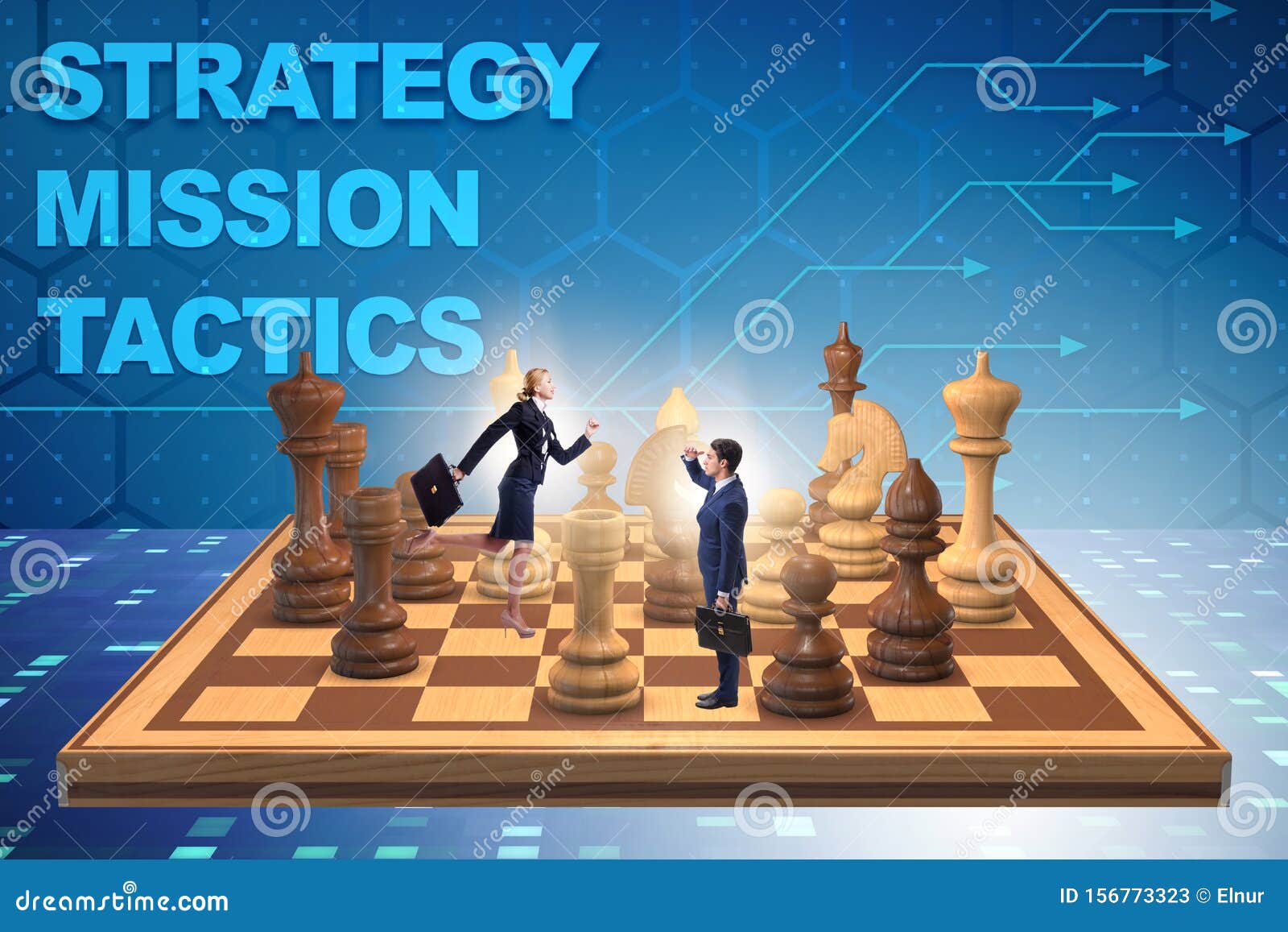 Businessman in Large Chess Board in Strategy Concept Stock Image ...