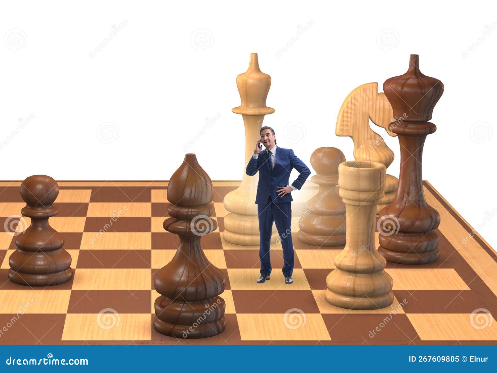 Businessman in Large Chess Board in Strategy Concept Stock Image ...