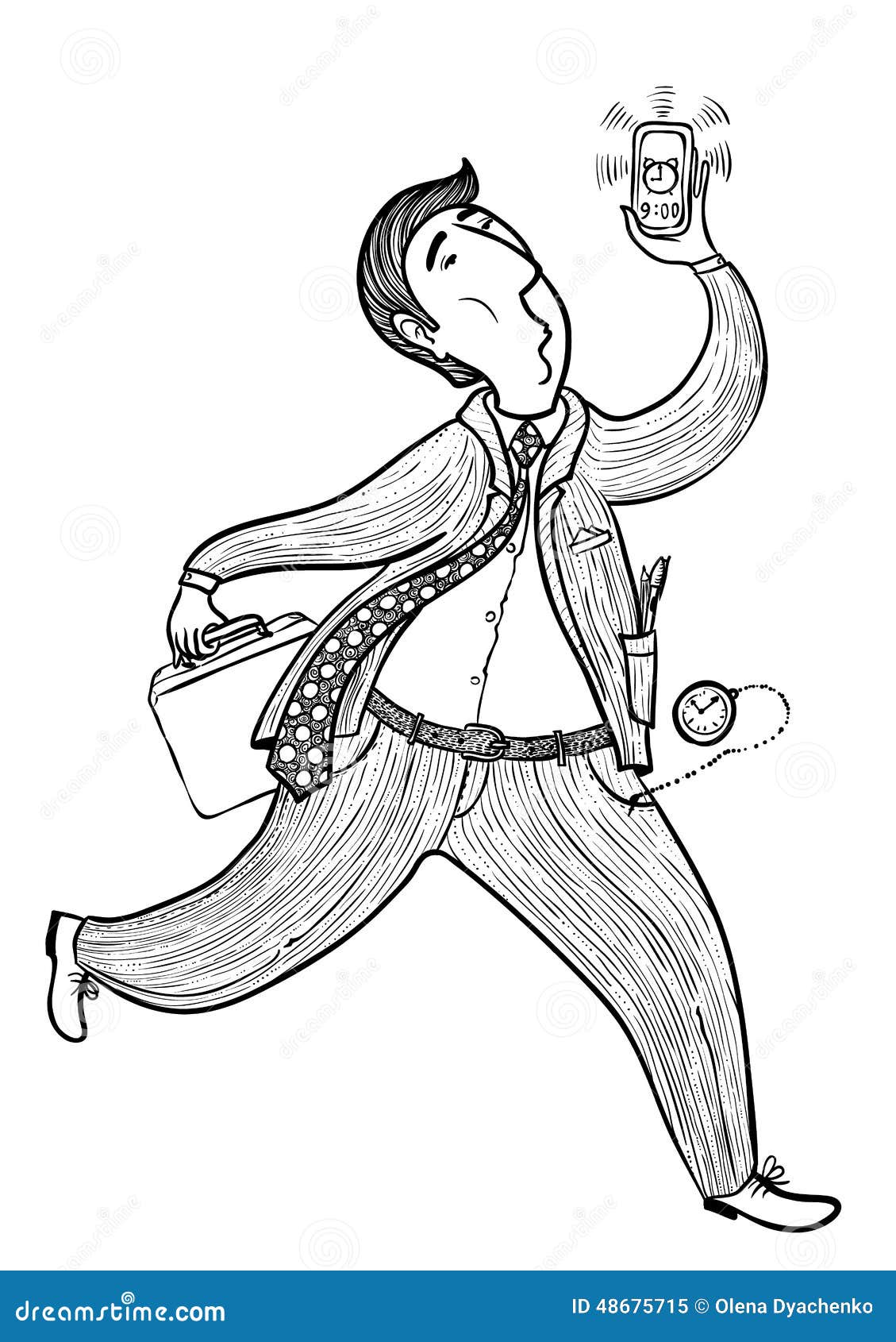 Businessman late stock vector. Illustration of line, deadline - 48675715