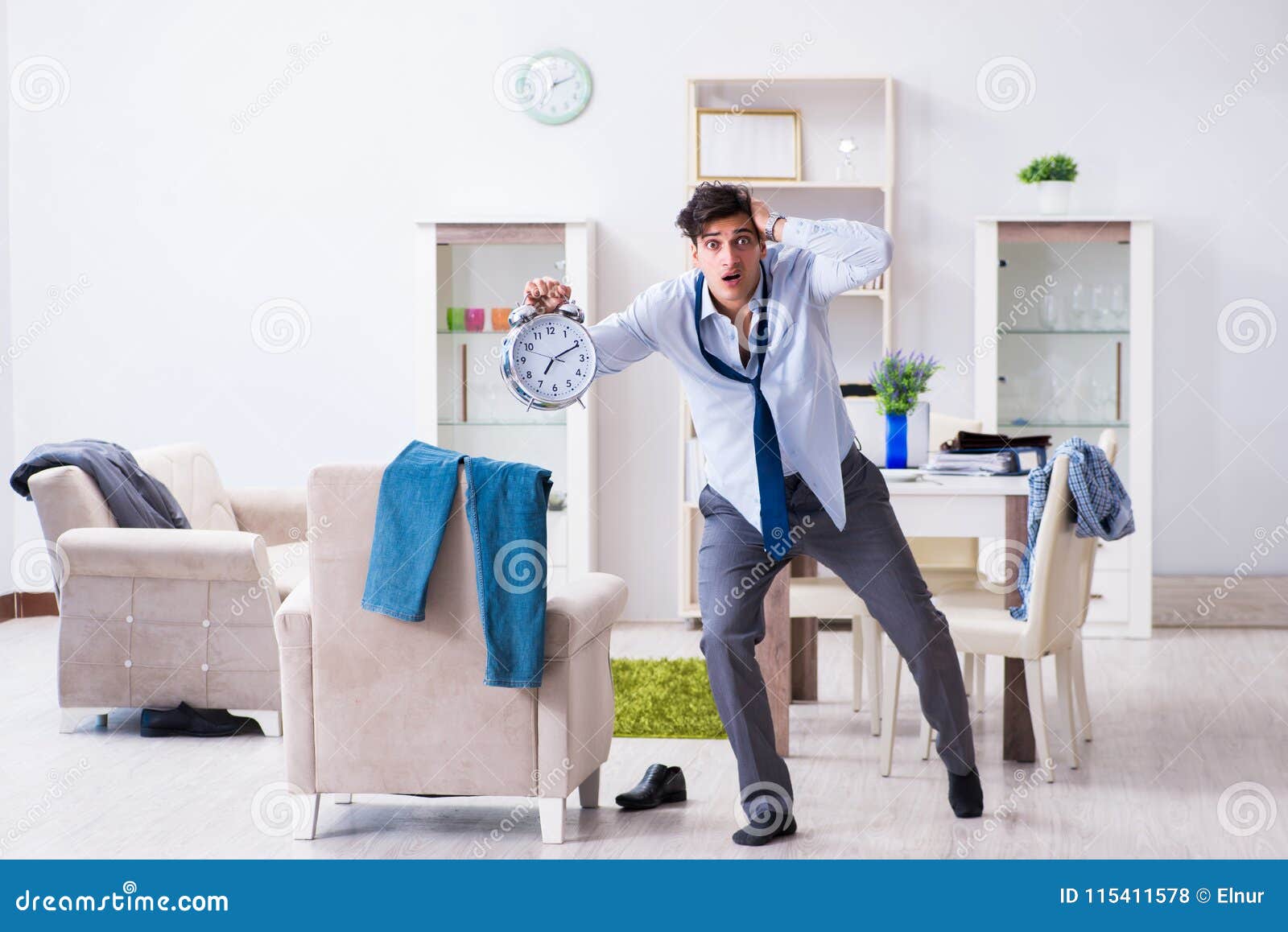 The Businessman Late for Office Due To Oversleeping after Overnight ...