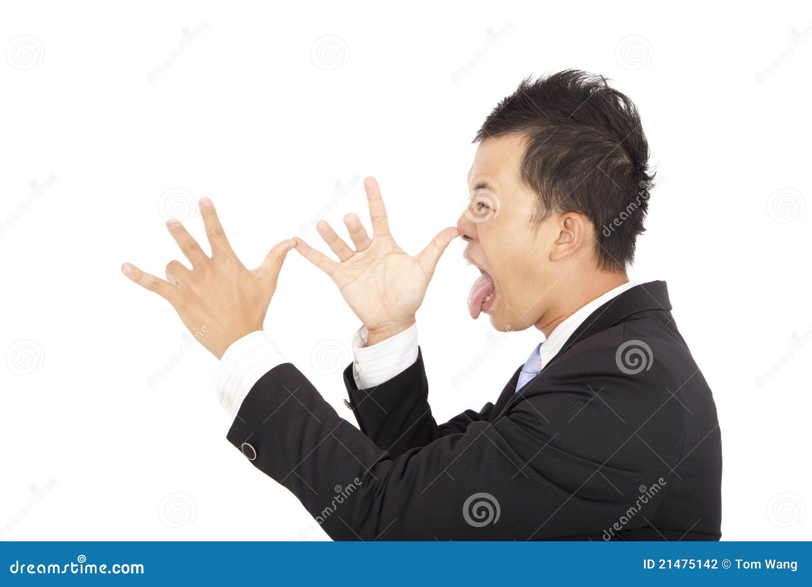 Businessman Laughing and Making Face Stock Photo - Image of idiot ...