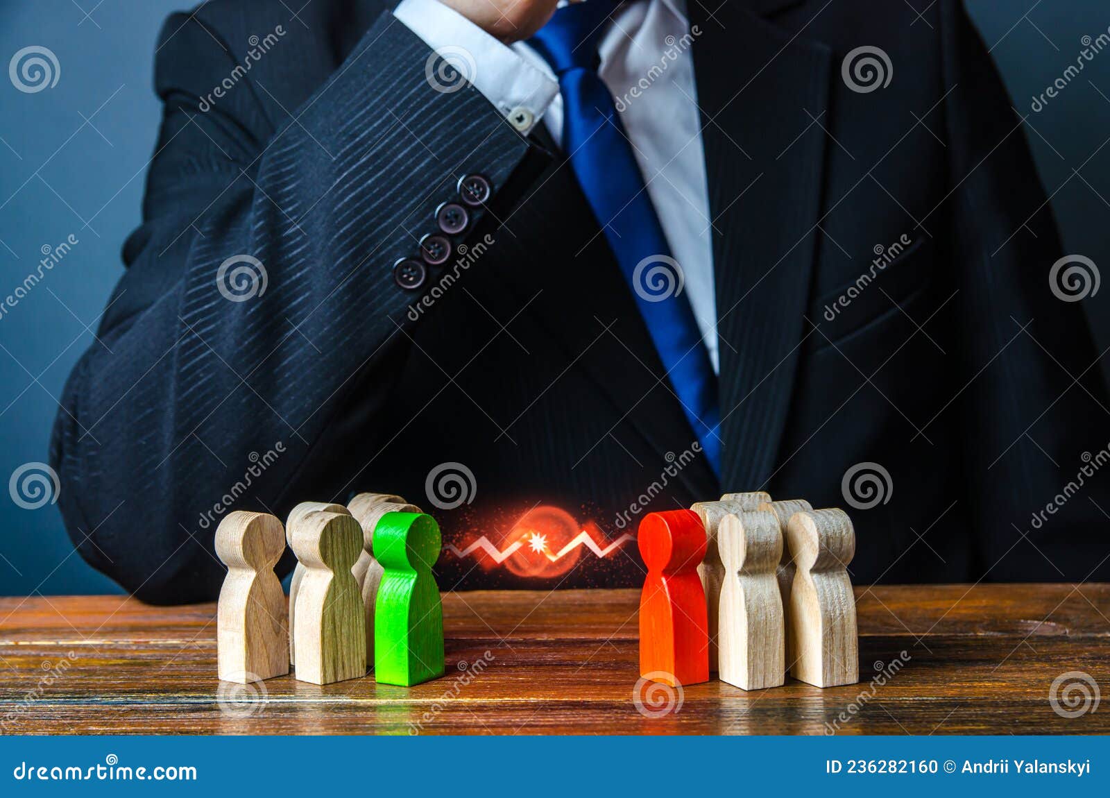 Businessman Leader is Thinking about Resolving Conflict of People ...