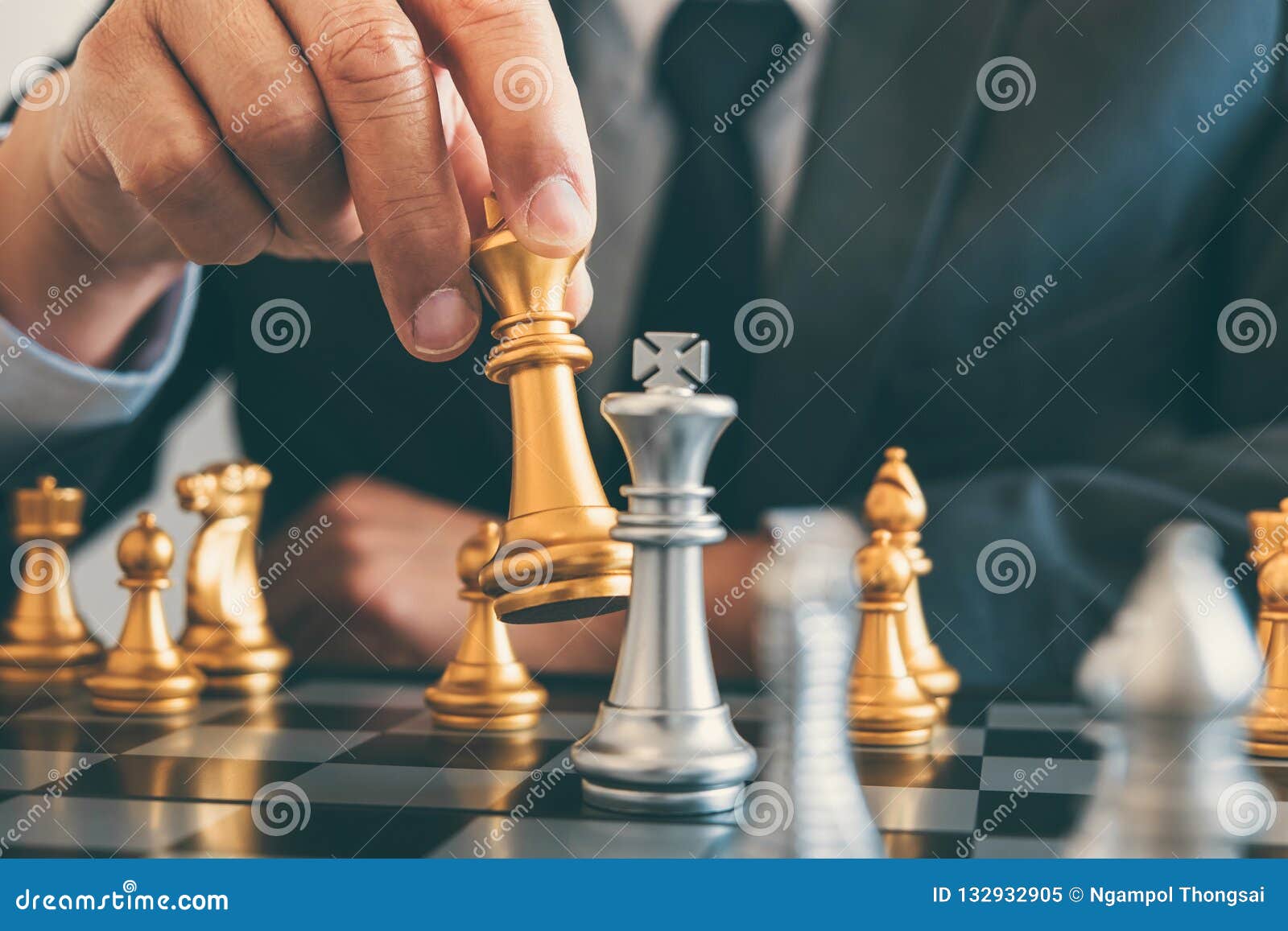 Businessman Leadership Playing Chess and Thinking Strategy Plan Stock ...