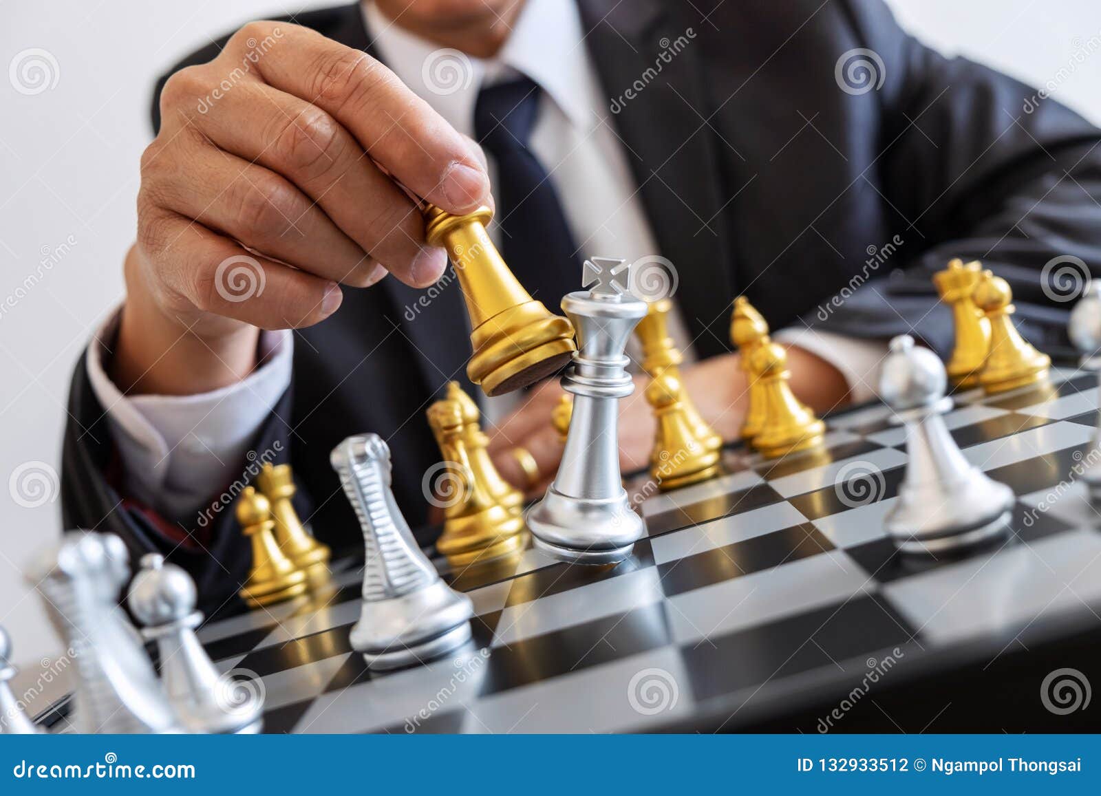 Businessman Leadership Playing Chess and Thinking Strategy Plan Stock ...