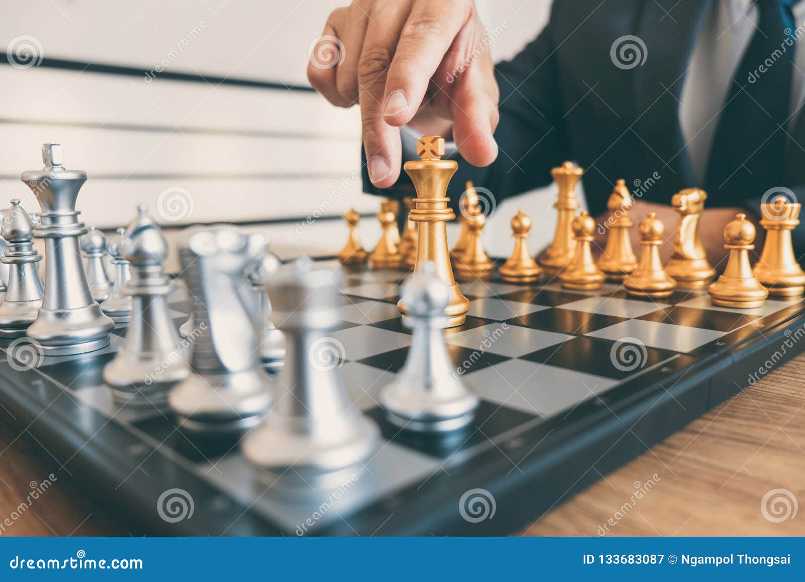 Businessman Leadership Playing Chess and Thinking Strategy Plan Stock ...