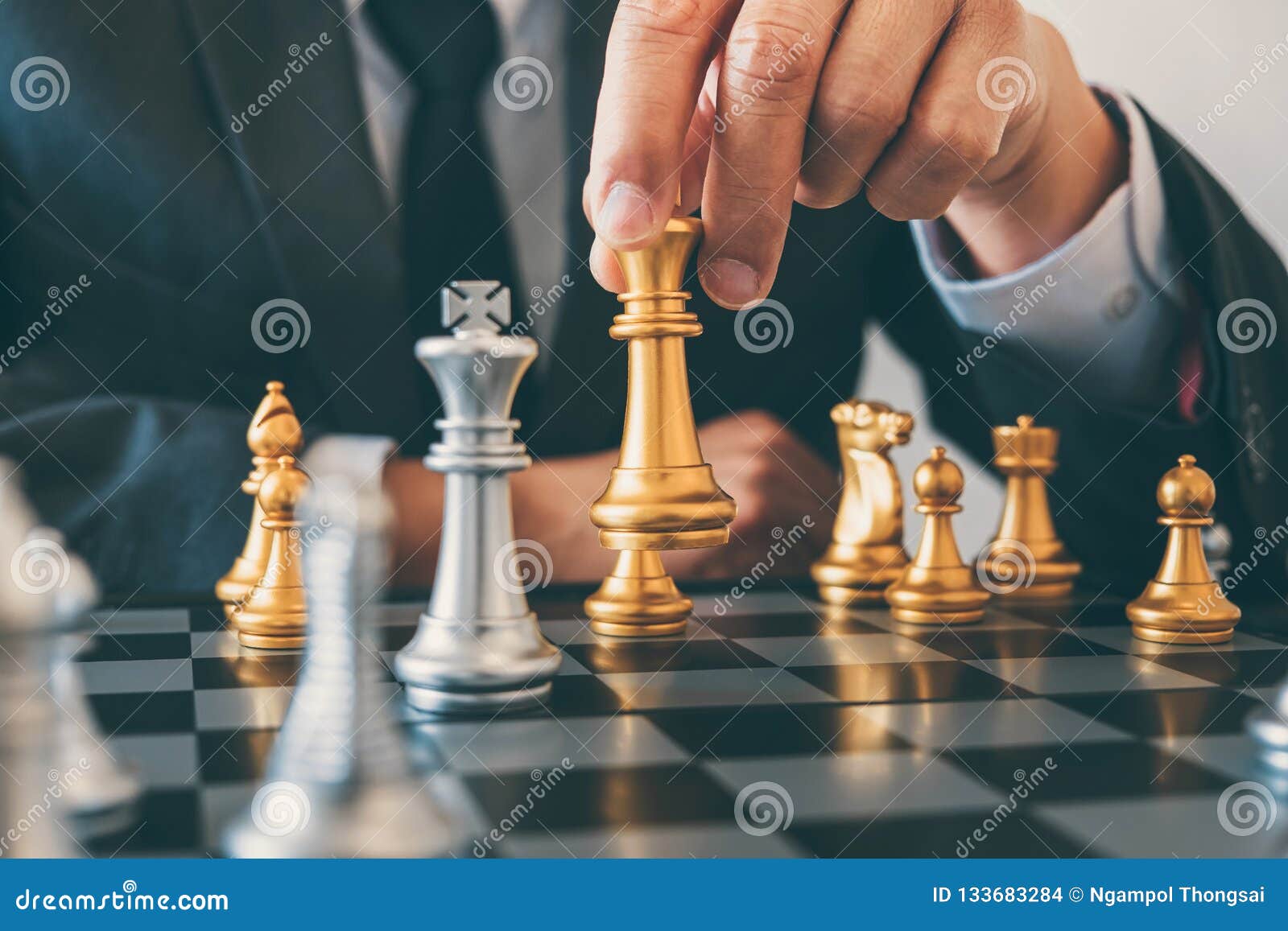 Businessman Leadership Playing Chess and Thinking Strategy Plan Stock ...