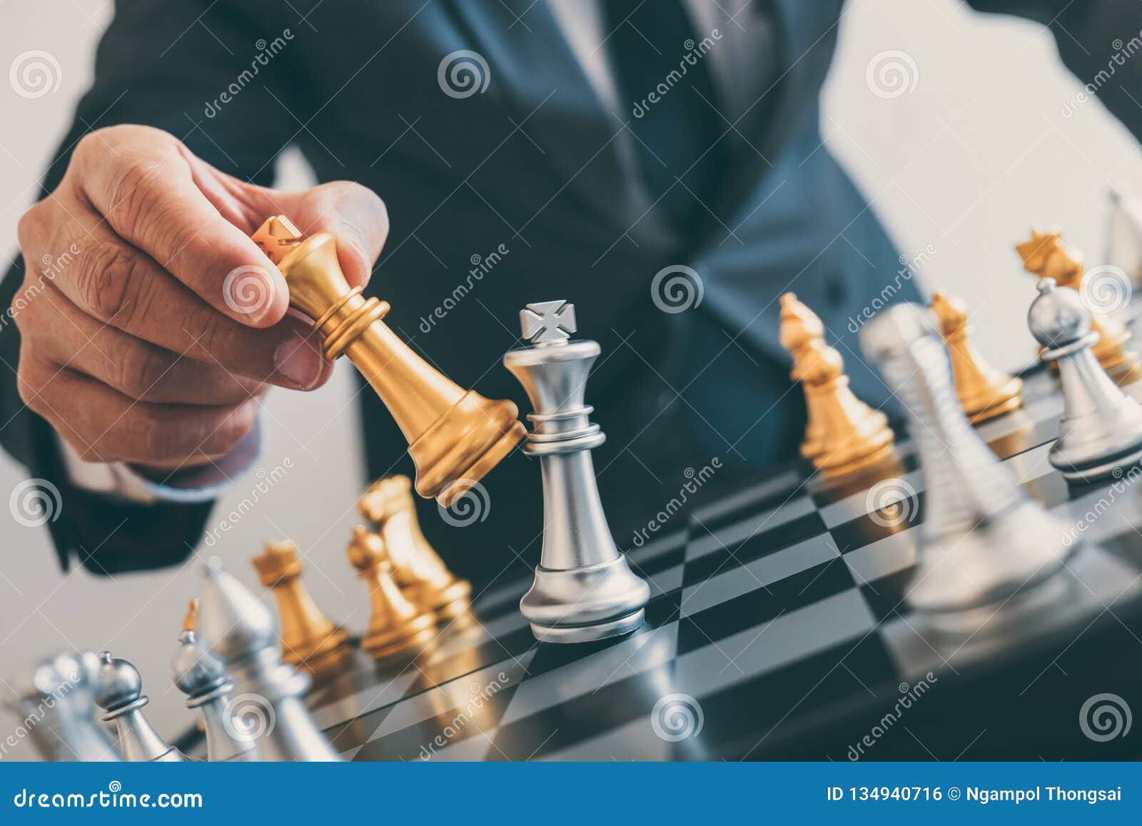 Businessman Leadership Playing Chess and Thinking Strategy Plan about ...