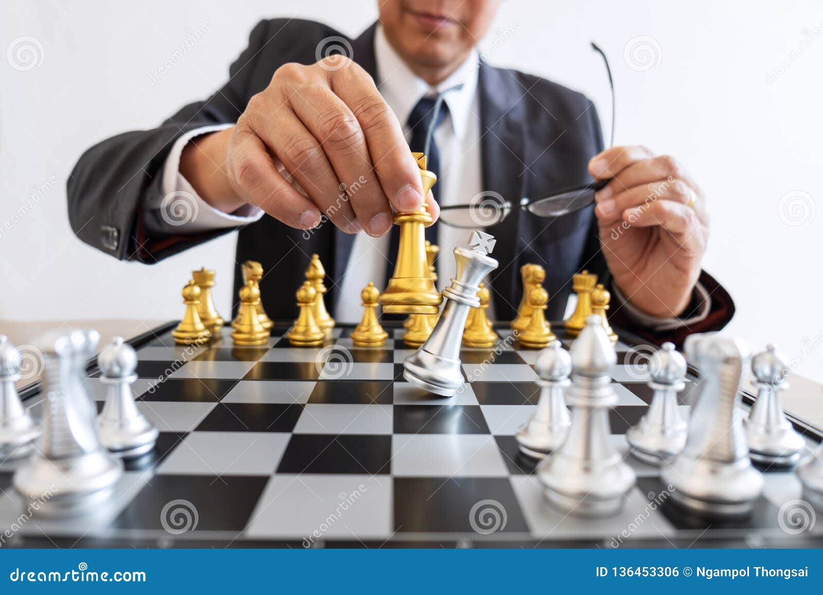 Businessman Leadership Playing Chess and Thinking Strategy Plan about ...