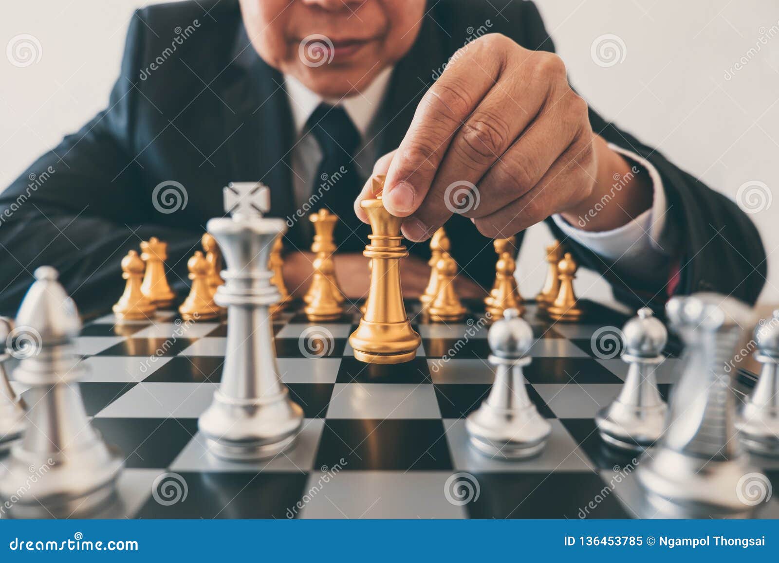 Businessman Leadership Playing Chess and Thinking Strategy Plan about ...