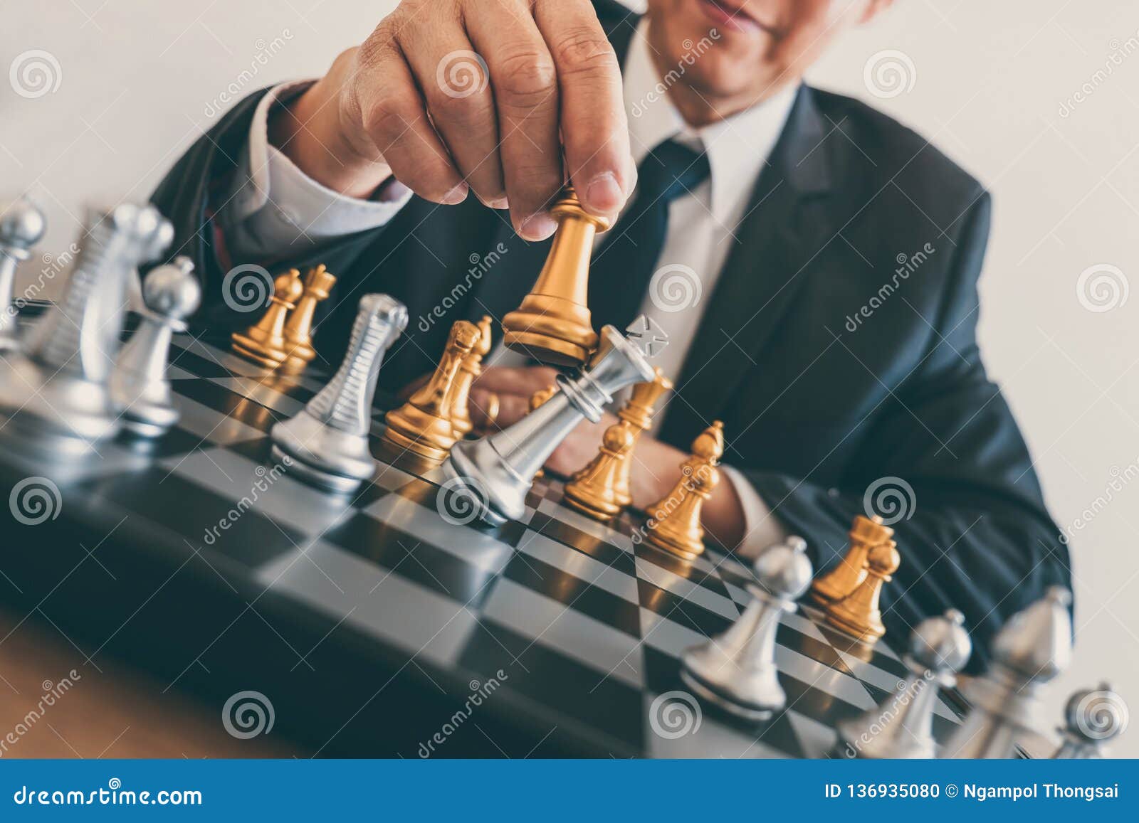 Businessman Leadership Playing Chess and Thinking Strategy Plan about ...