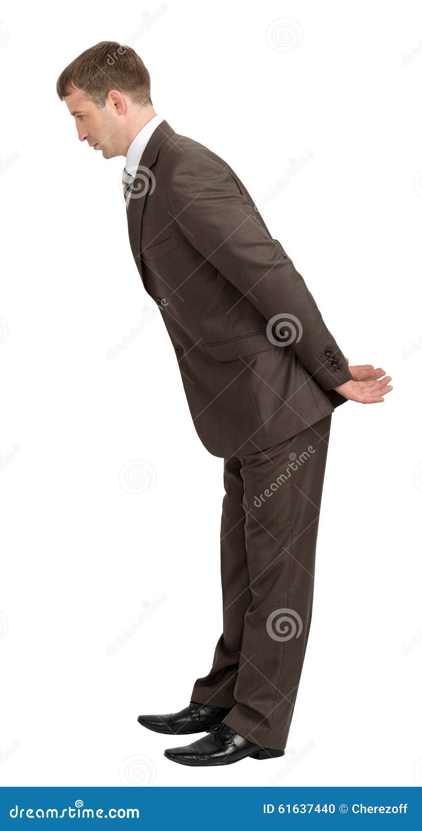 Businessman Leaned Forward with Empty Hands Behind Stock Photo - Image ...