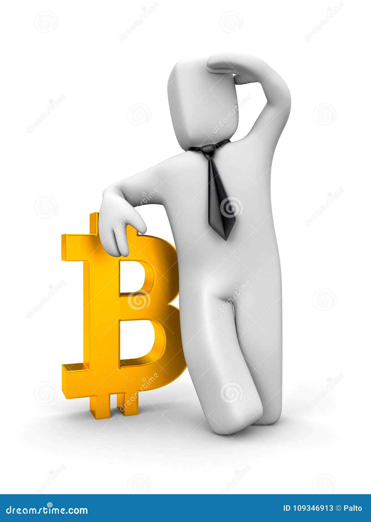 Businessman Leaning on Bitcoin Stock Illustration - Illustration of ...