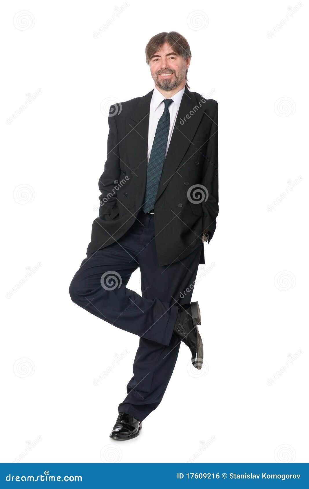 Businessman Leaning on an Invisible Wall Stock Photo - Image of happy ...