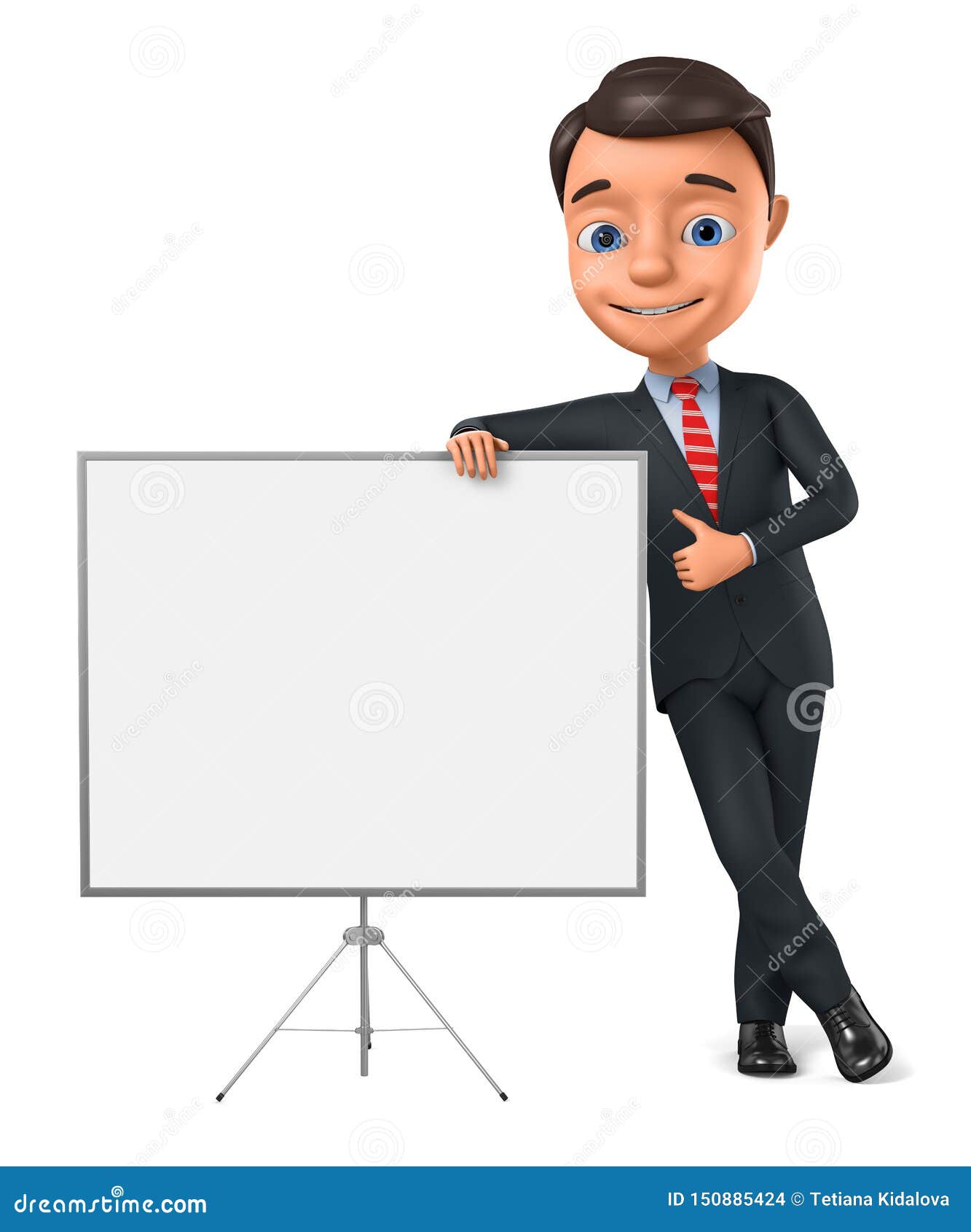 Businessman Leans Forward and Shows Thumbs Up. 3d Render Illustration ...