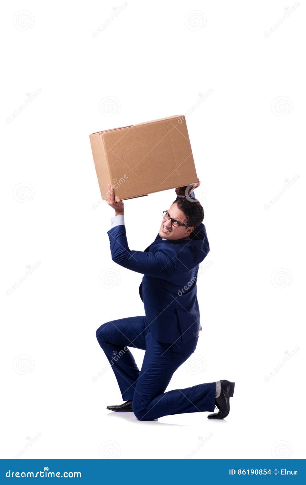 The Businessman Lifting Box Isolated on White Stock Photo - Image of ...
