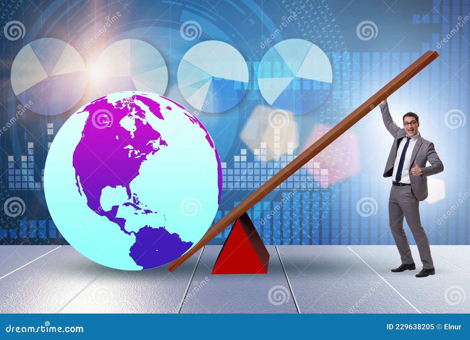 Businessman Lifting the Earth in Challenge Concept Stock Image - Image ...