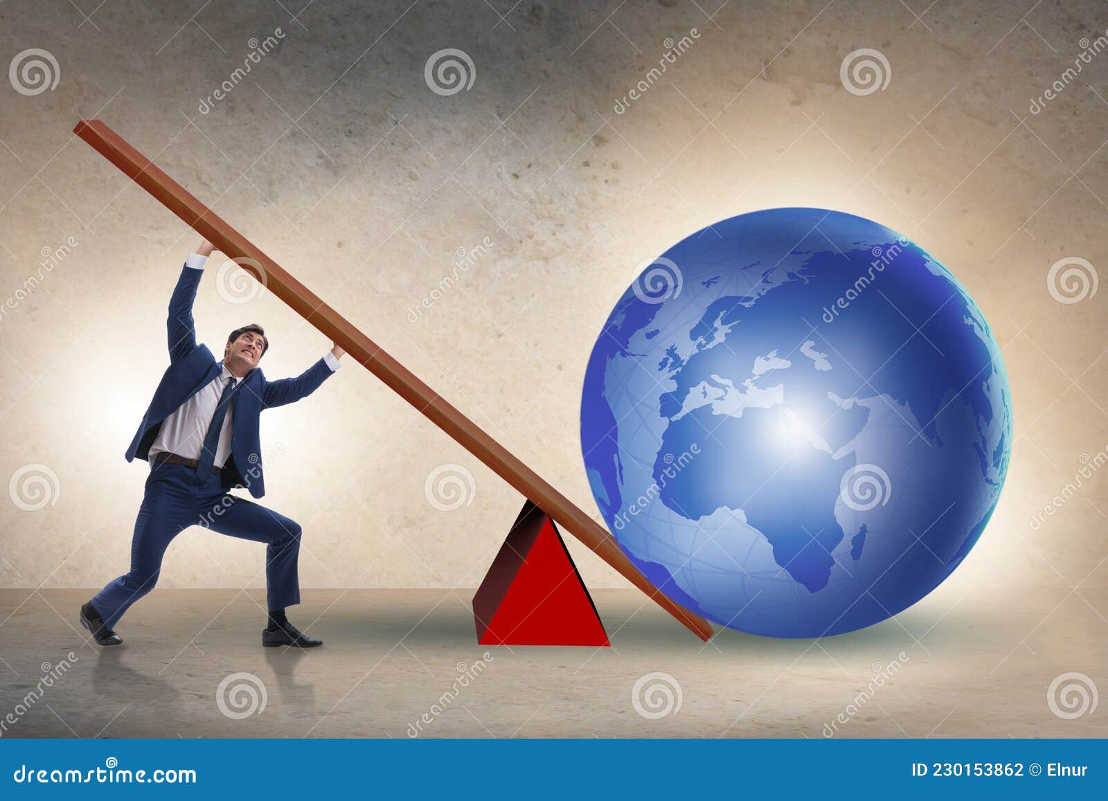 Businessman Lifting the Earth in Challenge Concept Stock Illustration ...