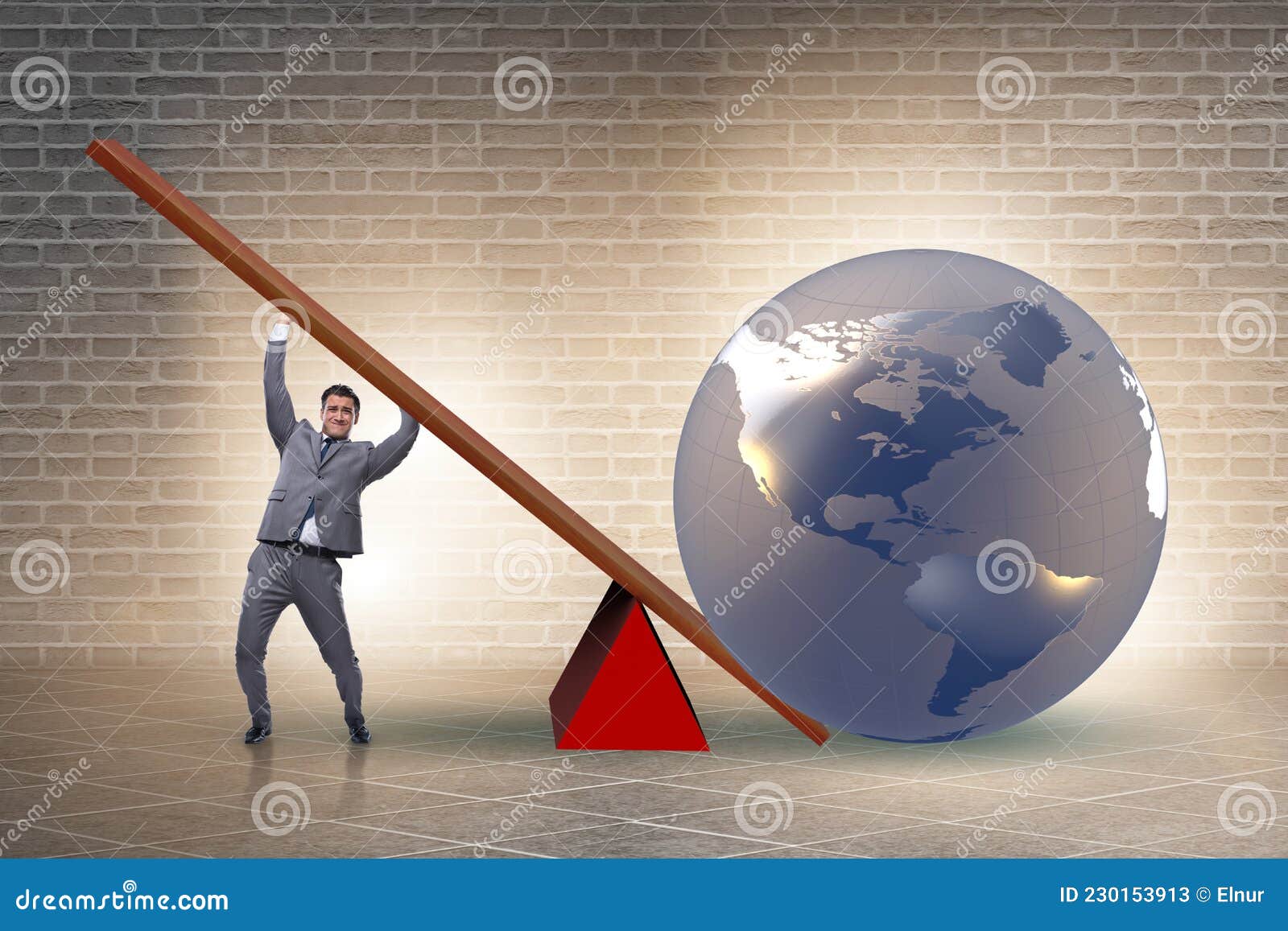 Businessman Lifting the Earth in Challenge Concept Stock Illustration ...