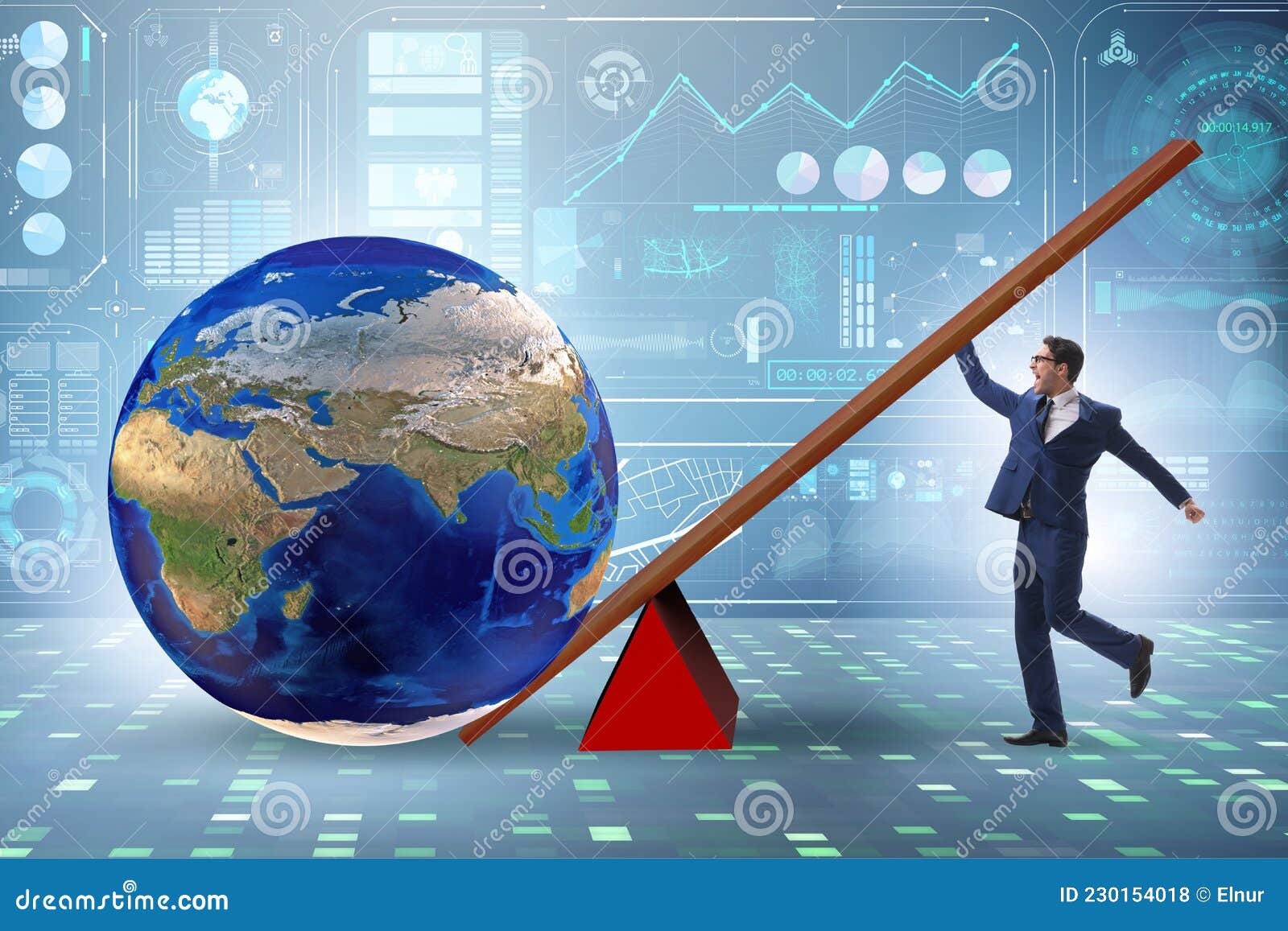 Businessman Lifting the Earth in Challenge Concept Stock Illustration ...