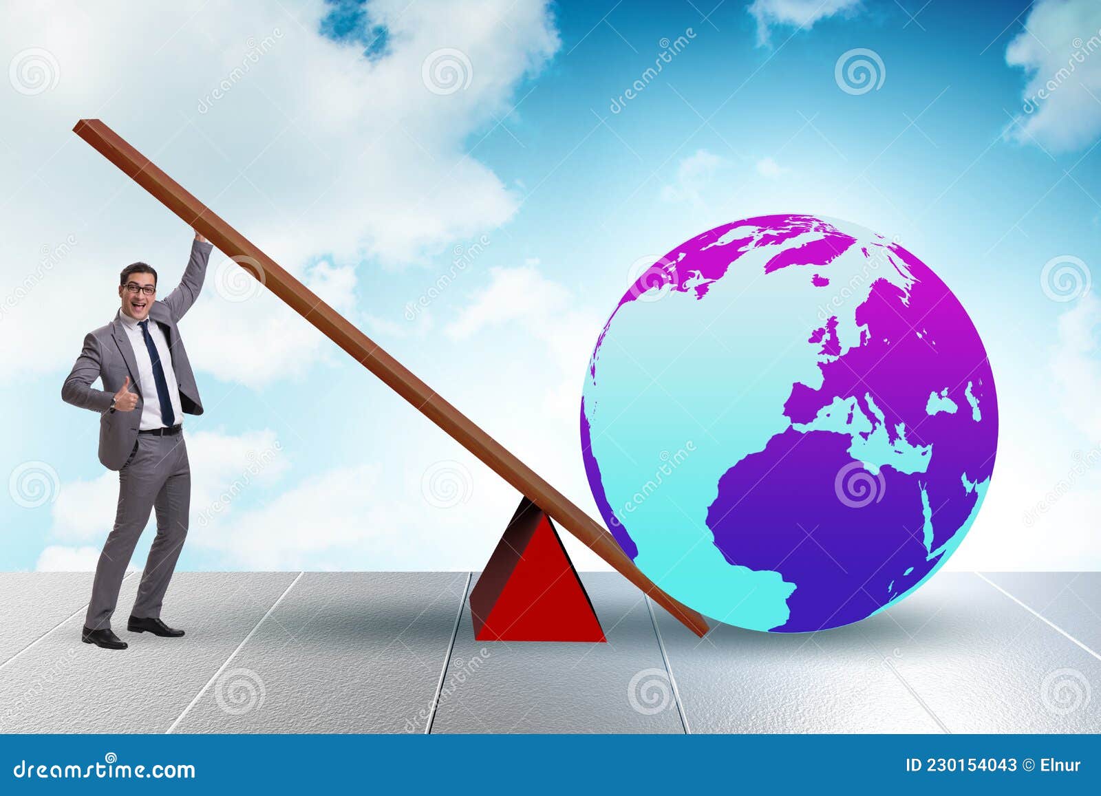Businessman Lifting the Earth in Challenge Concept Stock Illustration ...
