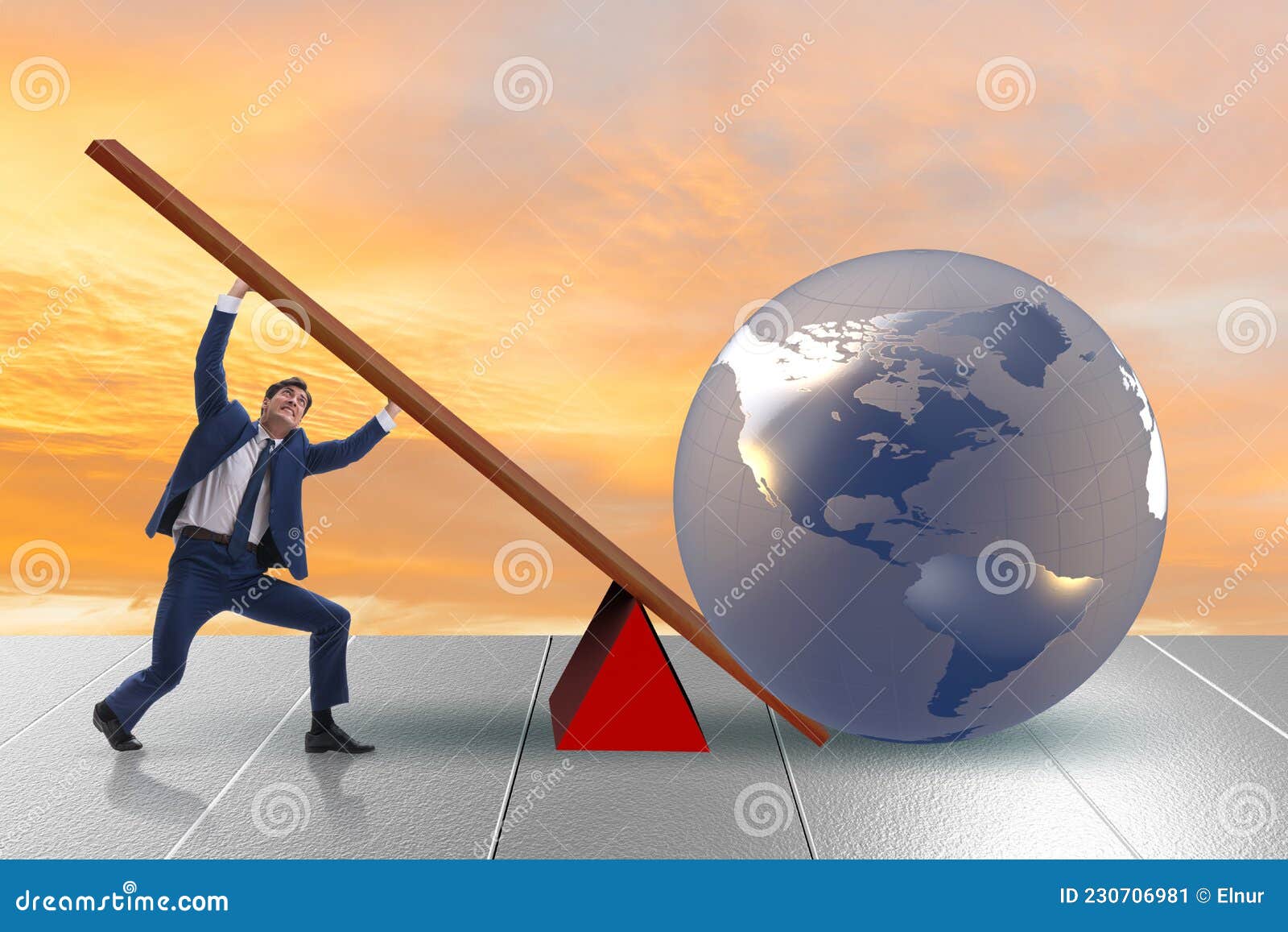 Businessman Lifting the Earth in Challenge Concept Stock Image - Image ...