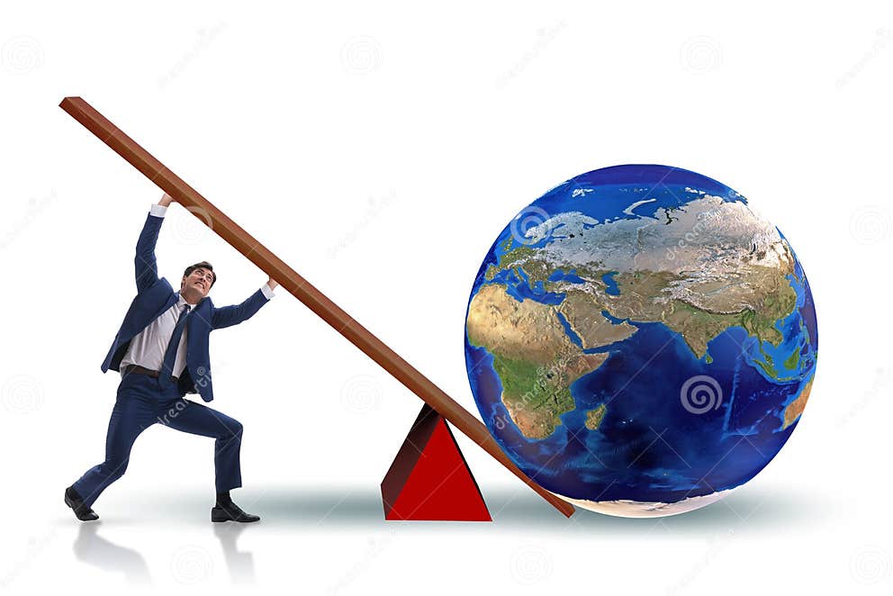 Businessman Lifting the Earth in Challenge Concept Stock Image - Image ...