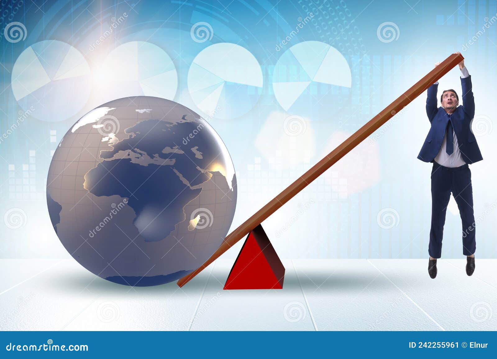 Businessman Lifting the Earth in Challenge Concept Stock Image - Image ...
