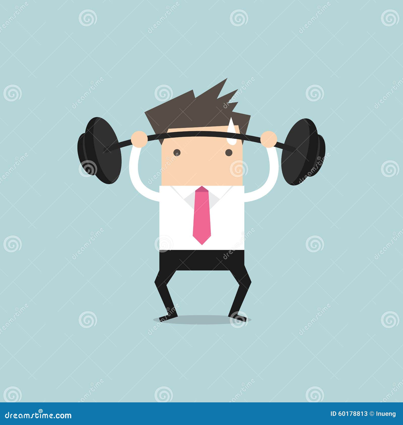 Businessman Lifting A Heavy Weight Stock Vector Illustration Of