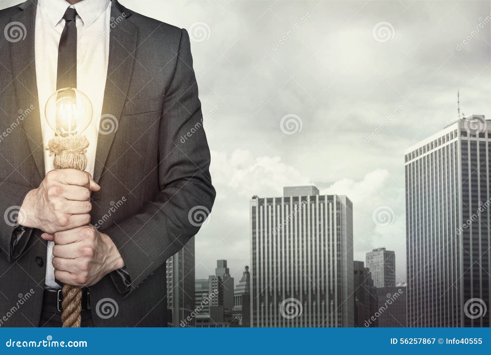 Businessman with Light Bulb Stock Image - Image of executive ...