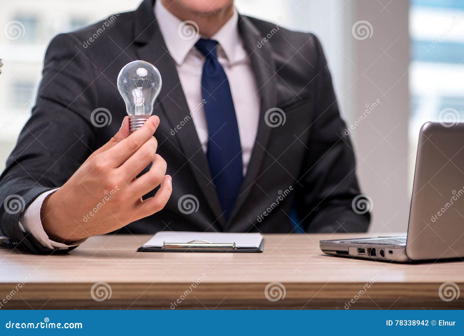 The Businessman with Light Bulb in Idea Concept Stock Photo - Image of ...