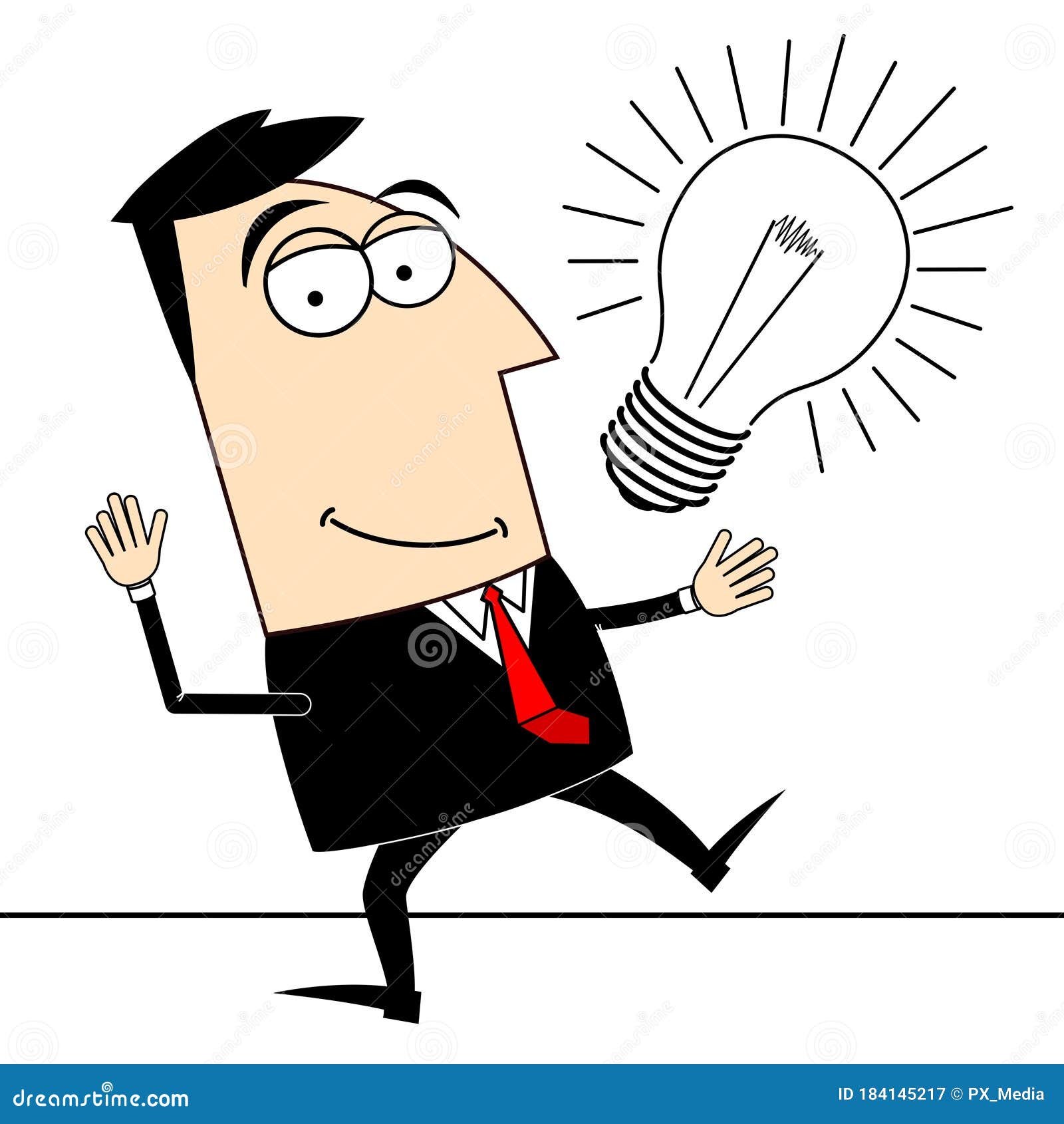 Cartoon Businessman Ligh Bulb - Idea, Invention Concept Stock ...