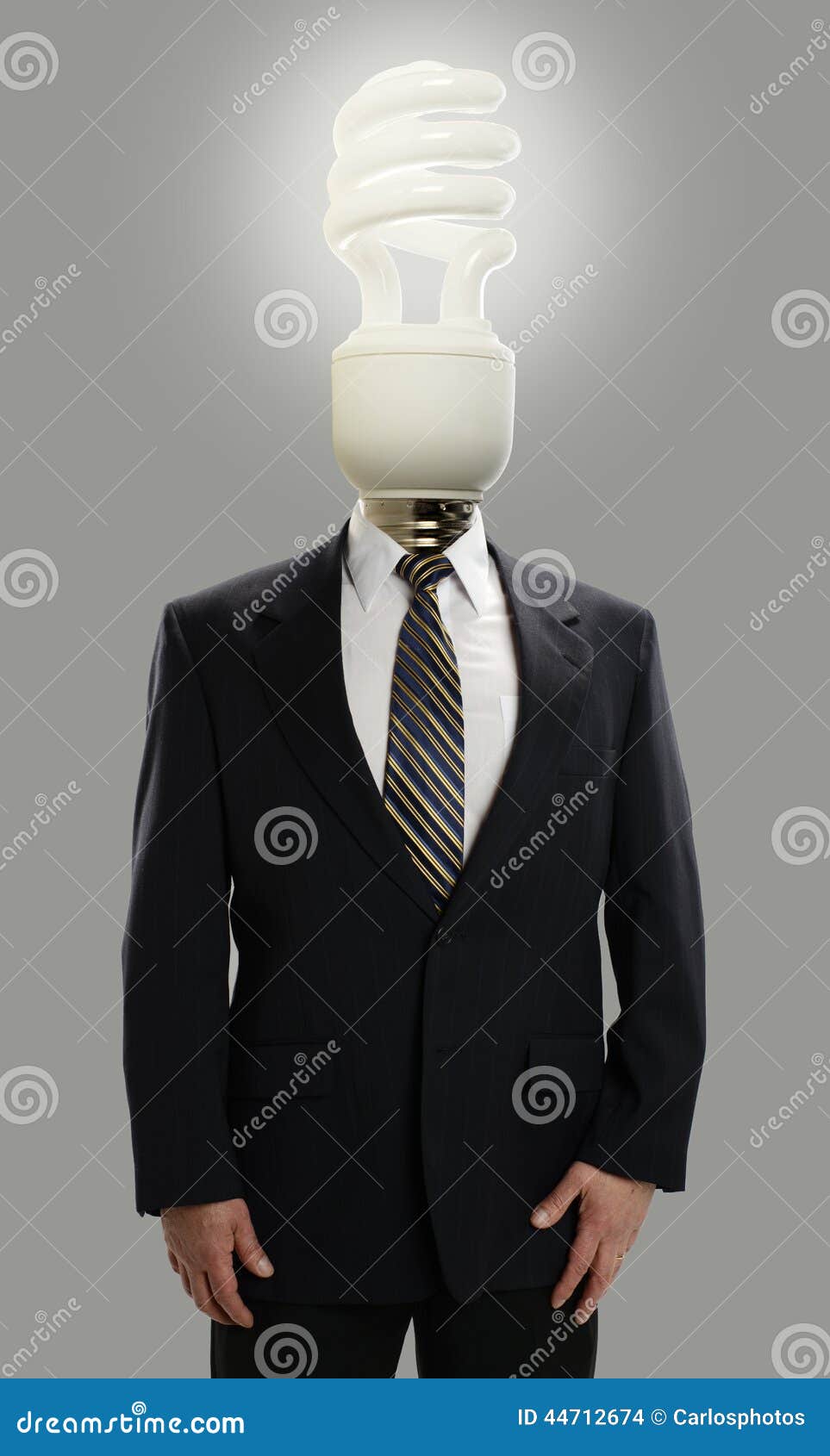 Businessman with Lightbulb Head Stock Photo - Image of fluorescent ...