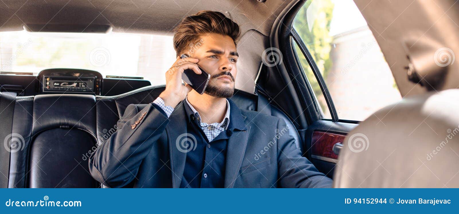 Businessman in limo stock photo. Image of global, 3034 - 94152944