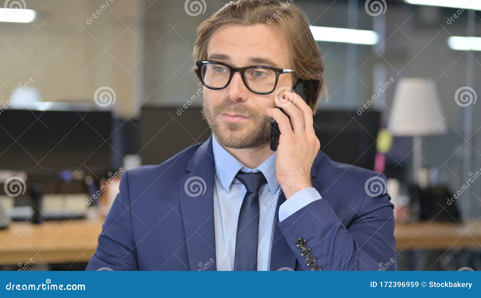Businessman Listening Phone Call, Talking on Phone Stock Image - Image ...