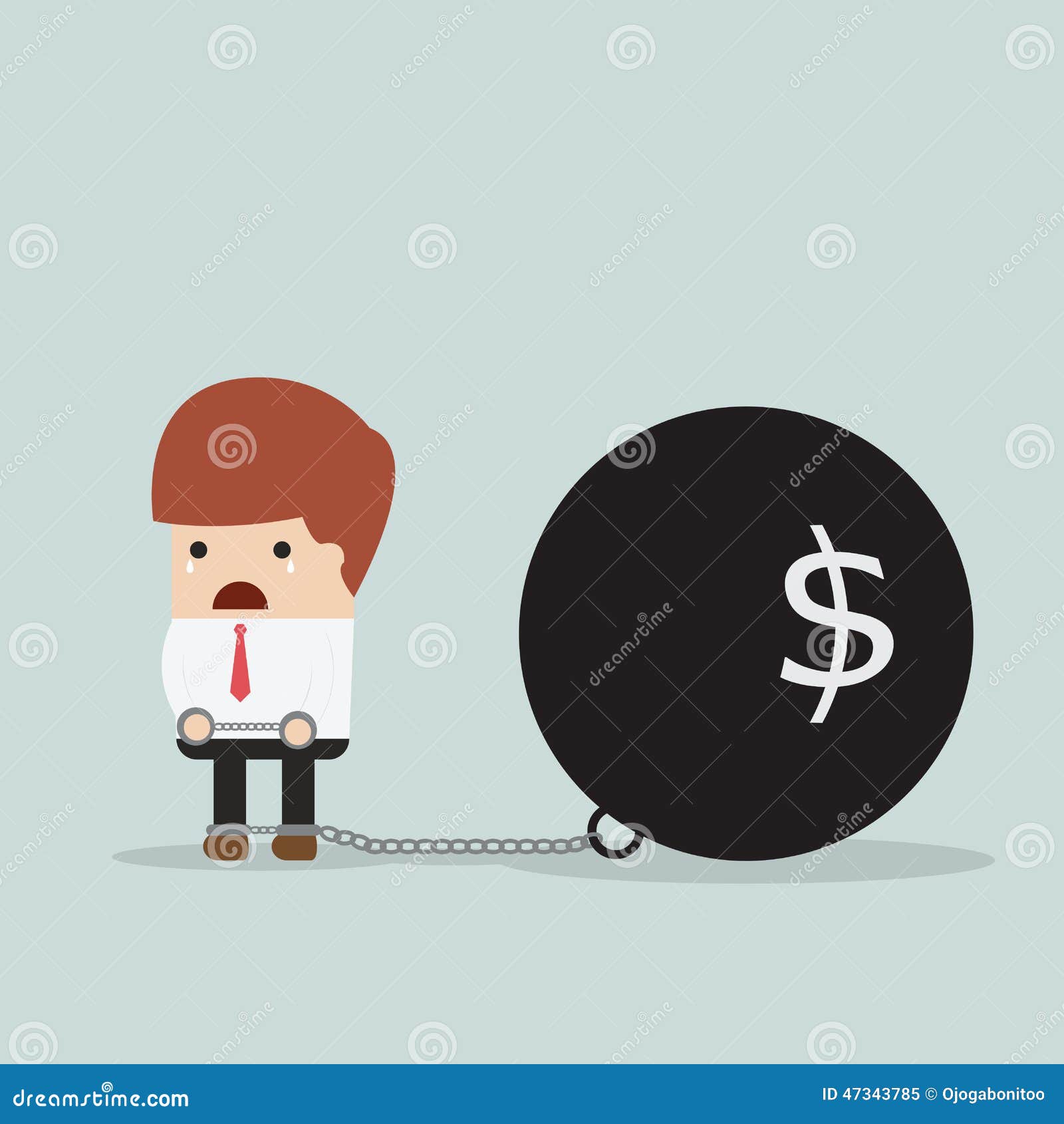 Businessman Locked in a Debt Ball and Chain, Debt Concept Stock Vector ...