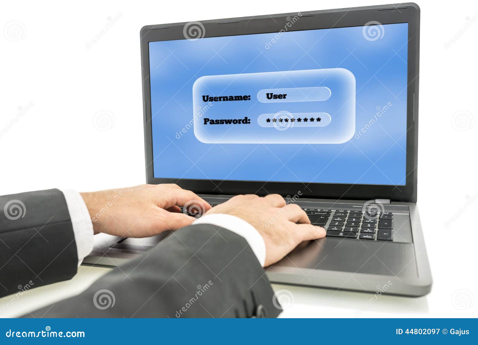 Businessman Logging in on a Laptop Computer Stock Image - Image of ...