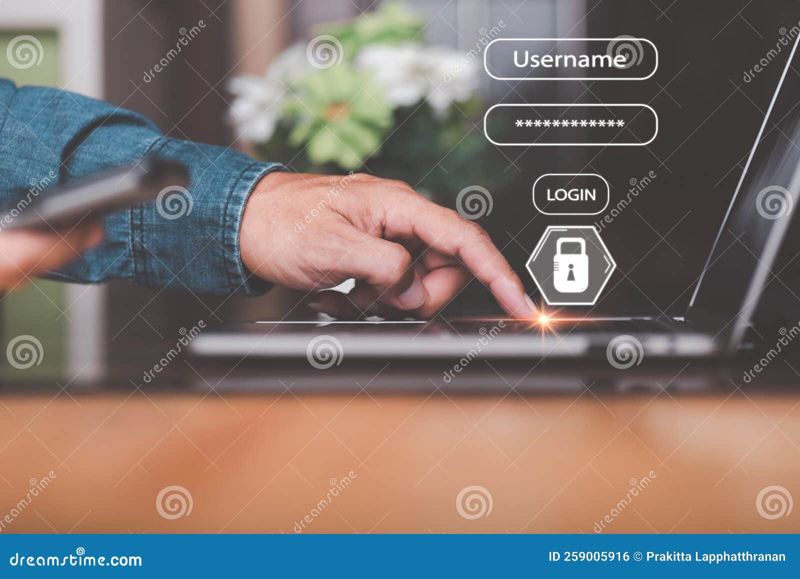 Businessman Logging in Via Laptop,digital Security Unlock or Encryption ...