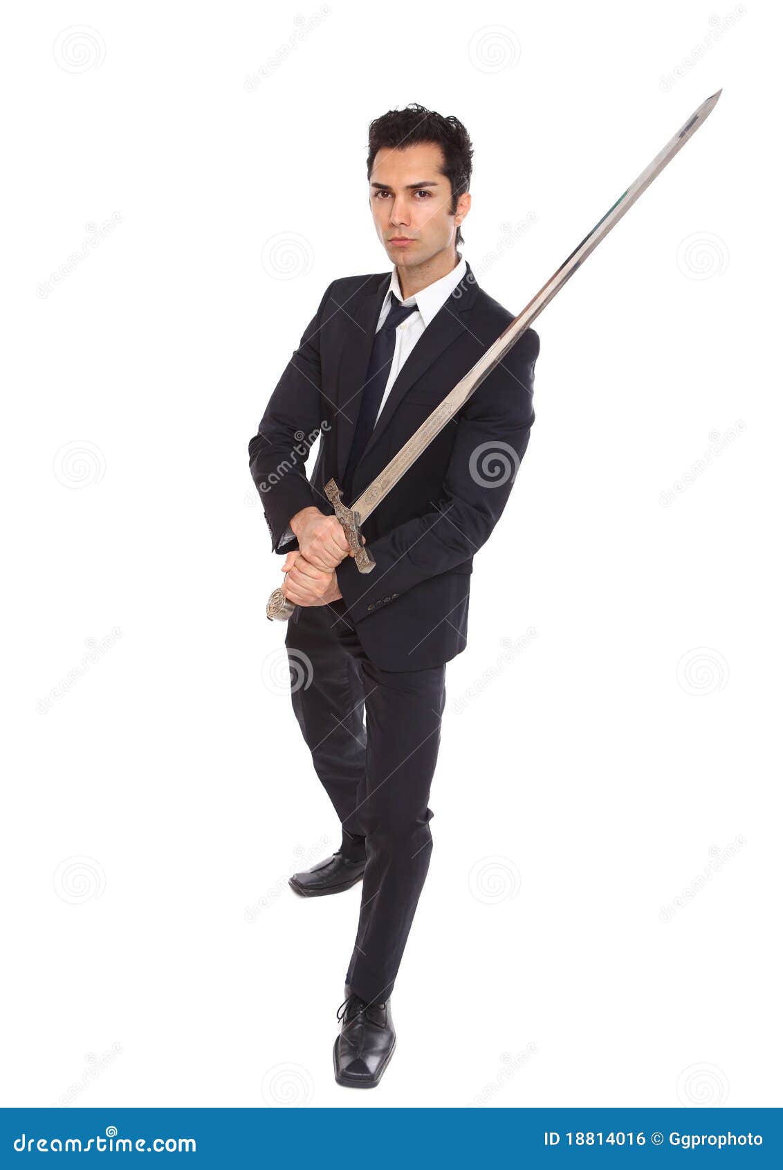 Businessman with Long Sword Stock Photo - Image of sword, combative ...