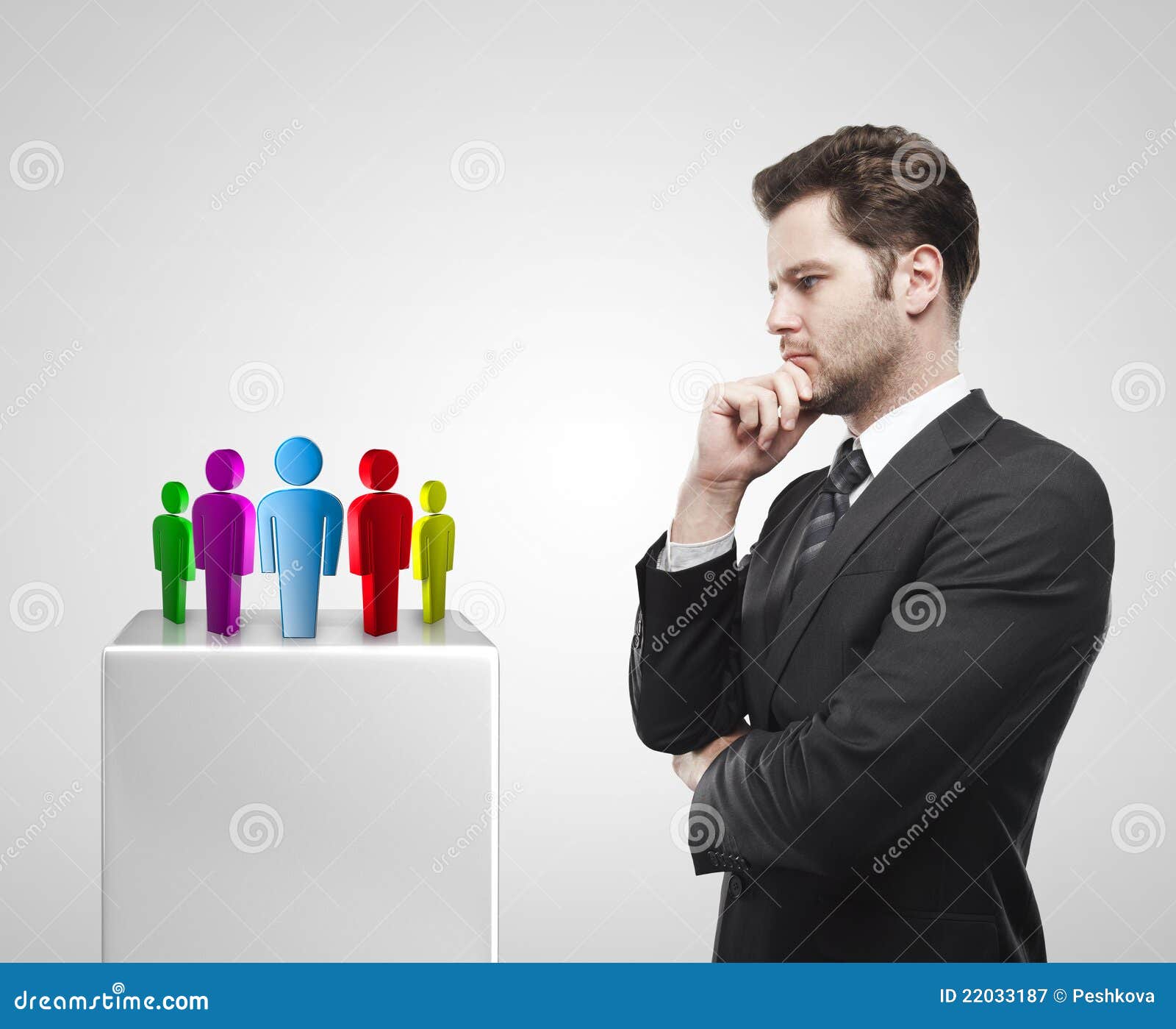 Businessman Look at the Group of Social People Stock Image - Image of ...