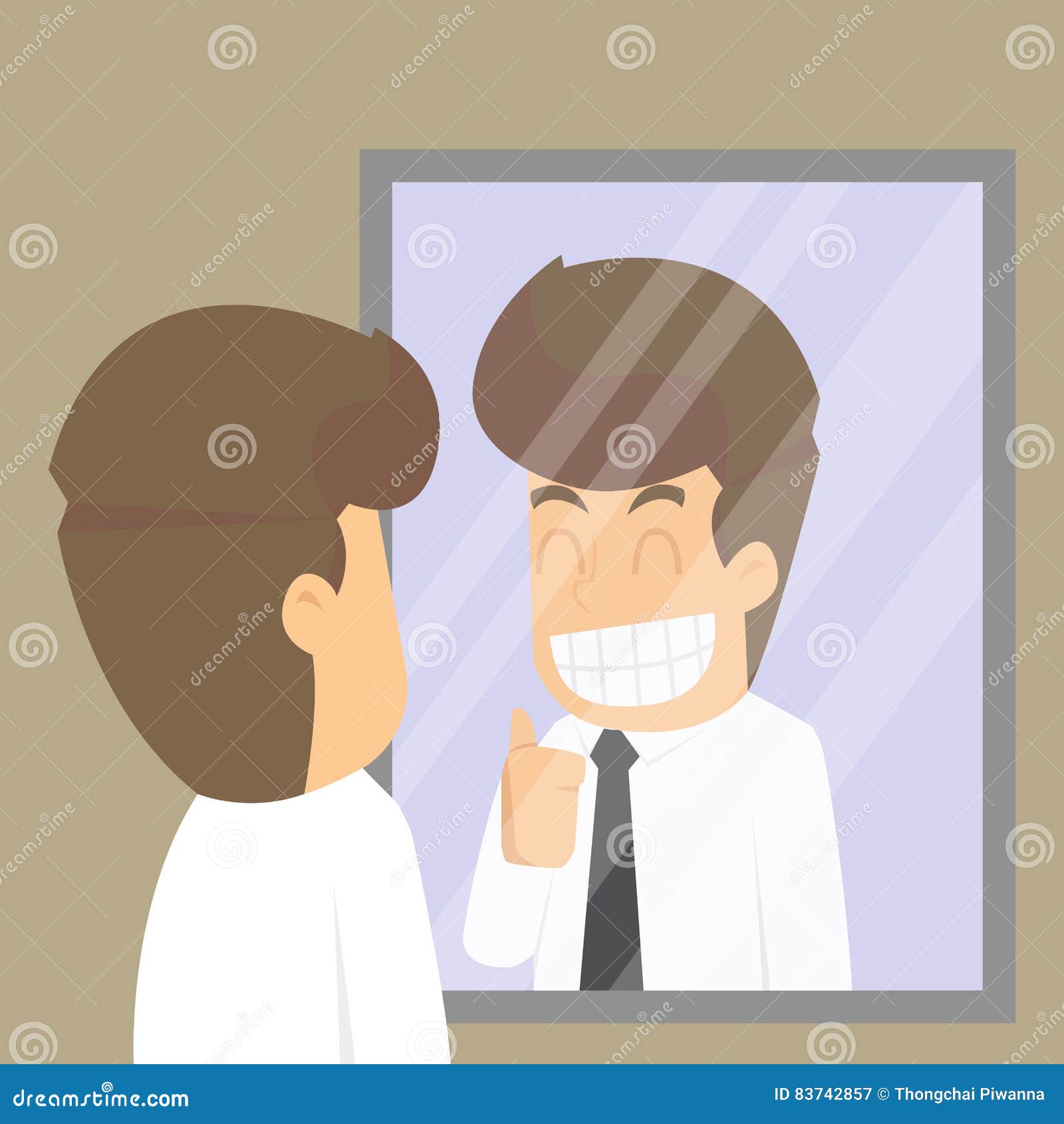 Businessman ,look in the Mirror To Cheer Myself, Commitment Stock ...