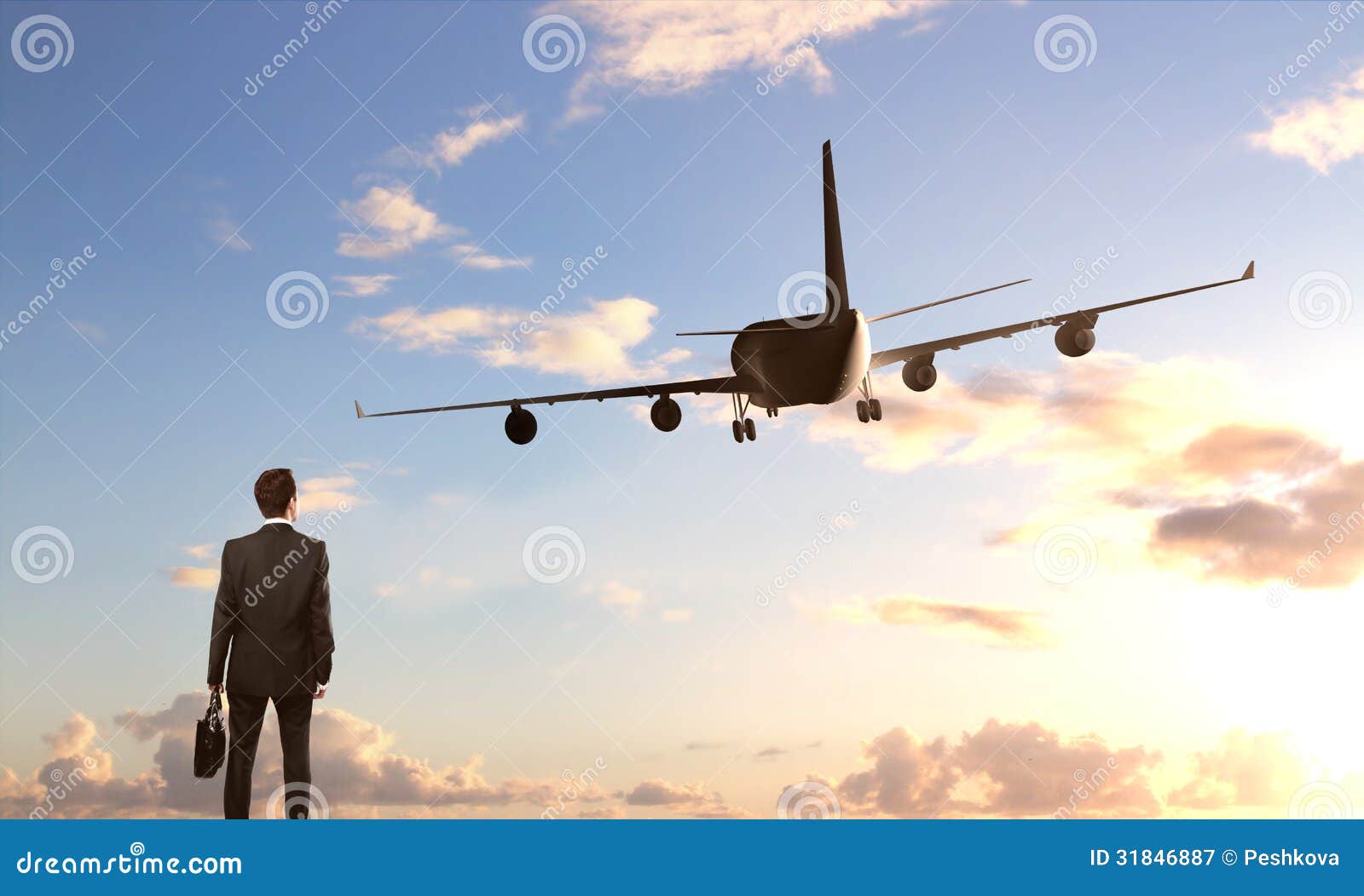 Businessman Looking on Airplane Stock Image - Image of huge, plane ...